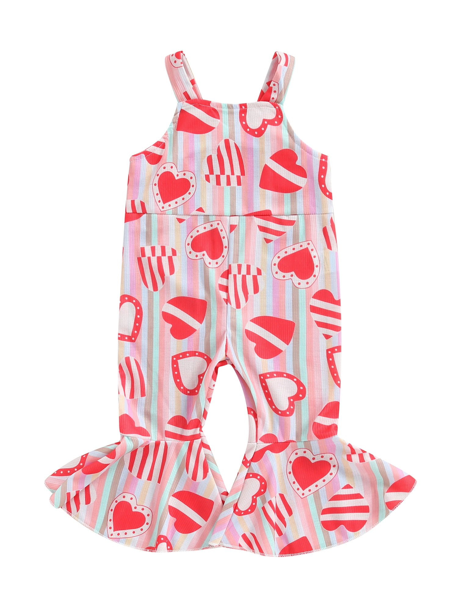 Suealasg Kids Girl Valentine’s Day Jumpsuit 1T 2T 3T 4T 5T Little Girls Heart Print Sleeveless ...