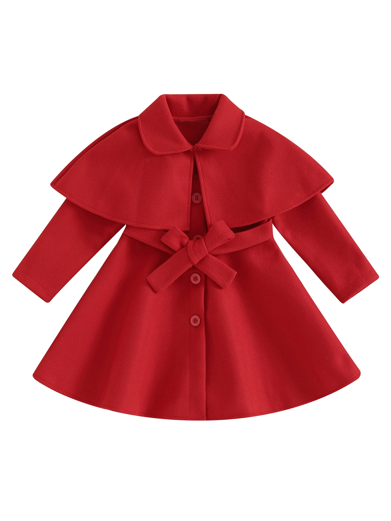 Suealasg Kids Girl Woolen Pea Coat Little Girls Solid Color Long Sleeve ...