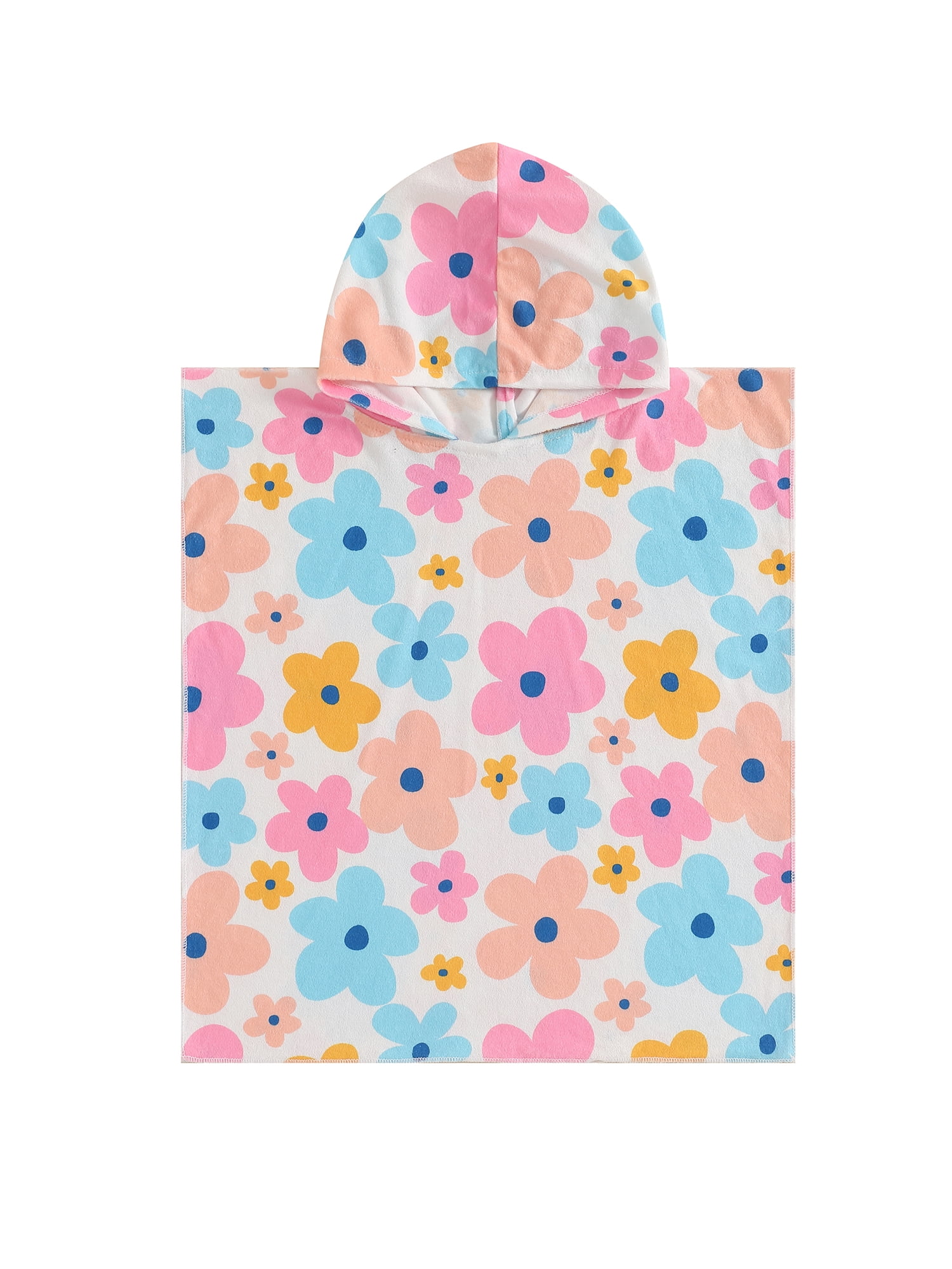 Suealasg Kids Girls Beach Hood Towel Poncho Floral Print Soft Swim ...