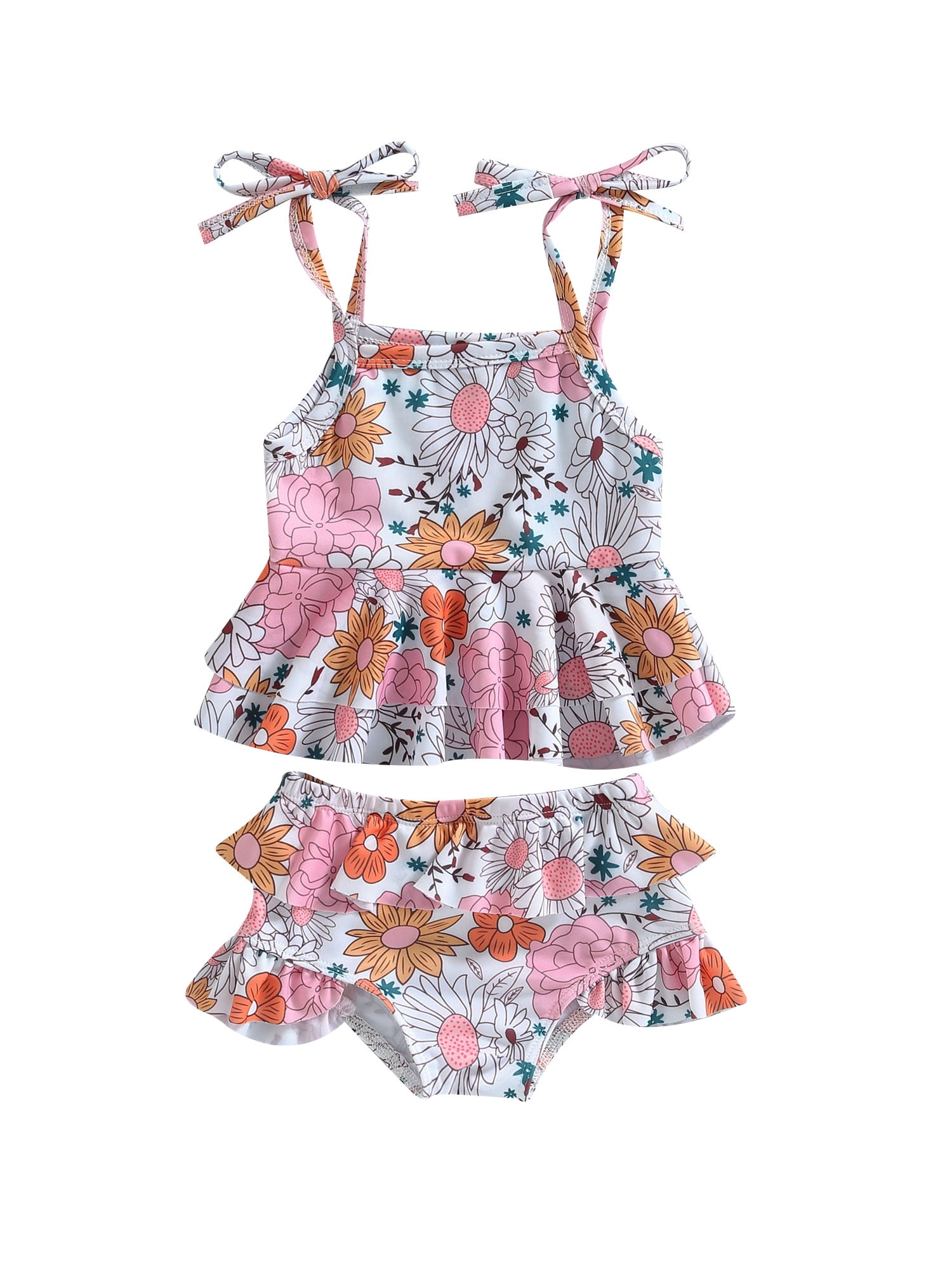 Suealasg Kids Girls Bikini Sets Floral Print Sleeveless Camisole and ...
