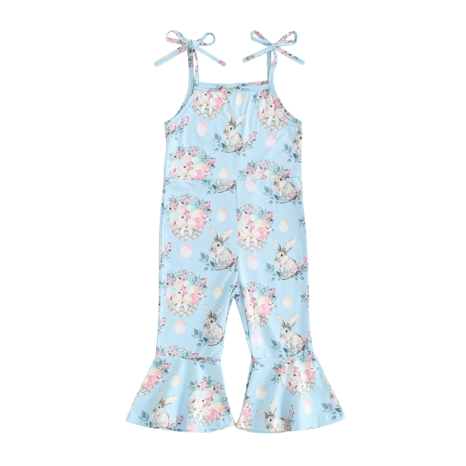 Suealasg Kids Girls Easter Outfits Sleeveless Easter Egg Rabbit Print ...