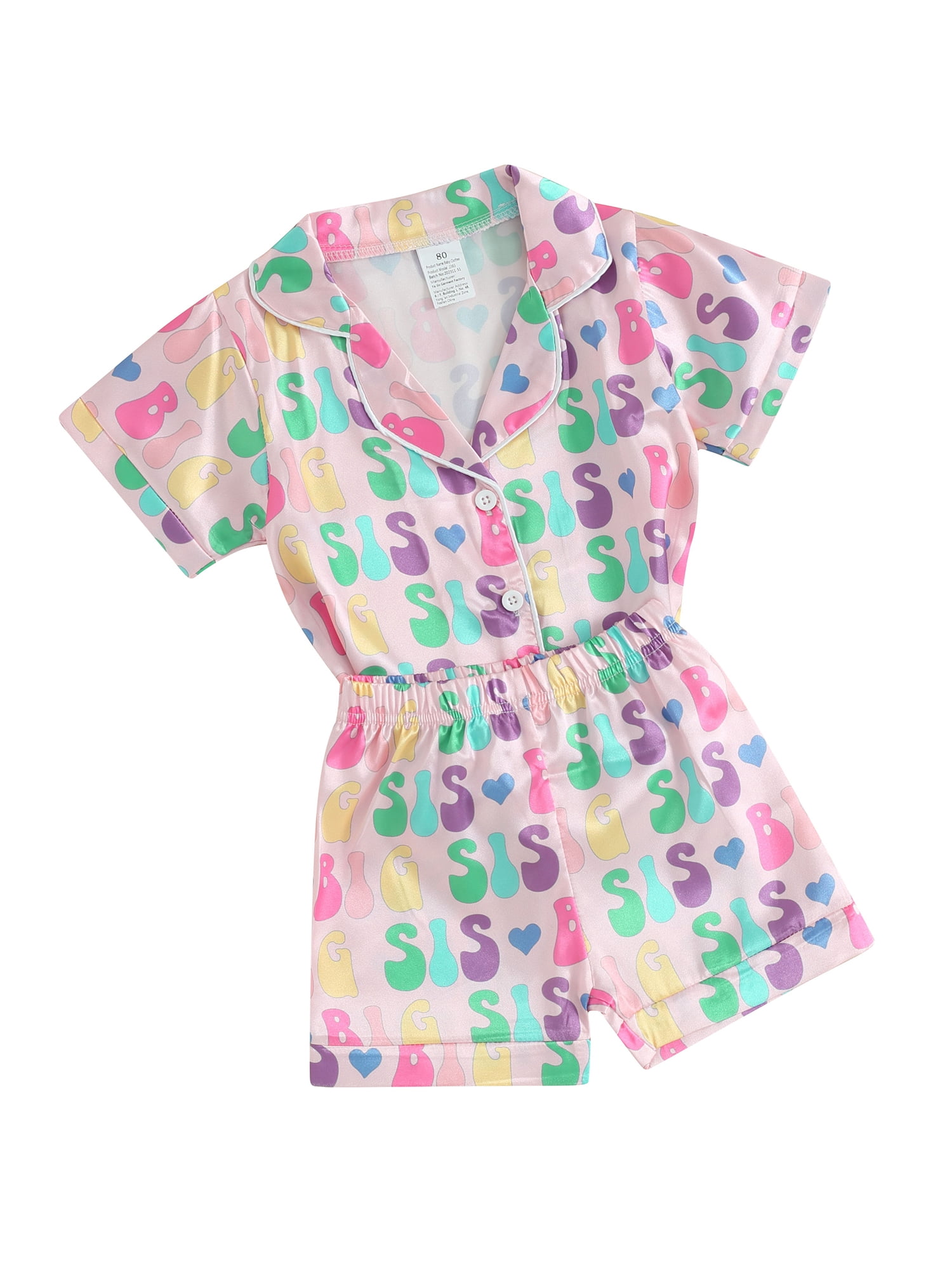 Suealasg Kids Girls Pajamas Outfits Little Girl Short Sleeve Heart ...