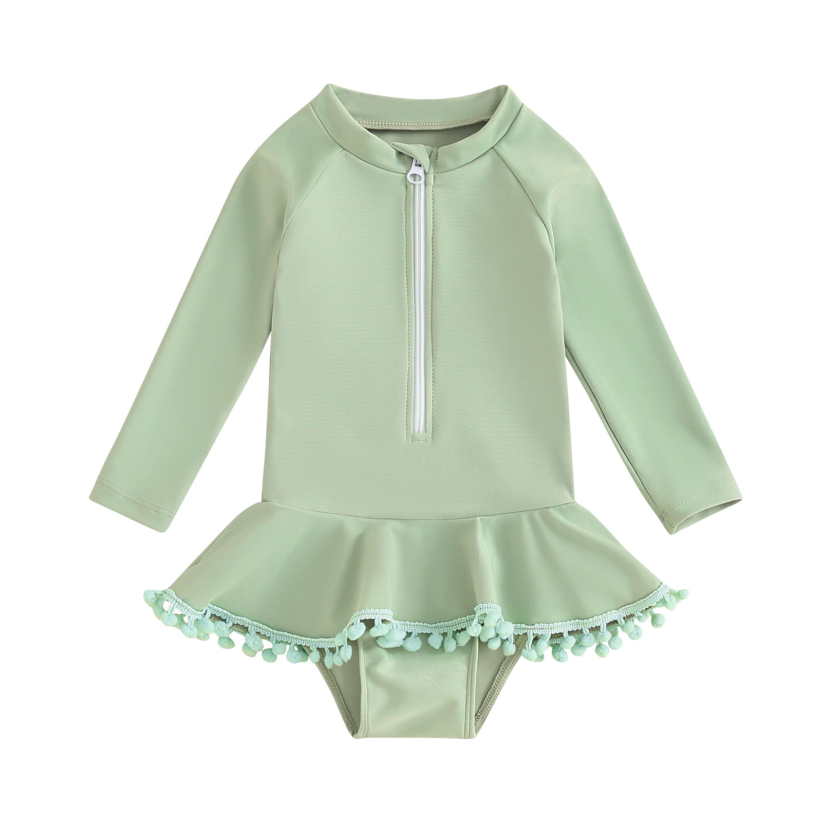 Suealasg Kids Girls Romper Swimsuit Long Sleeve Round Neck Swimwear ...