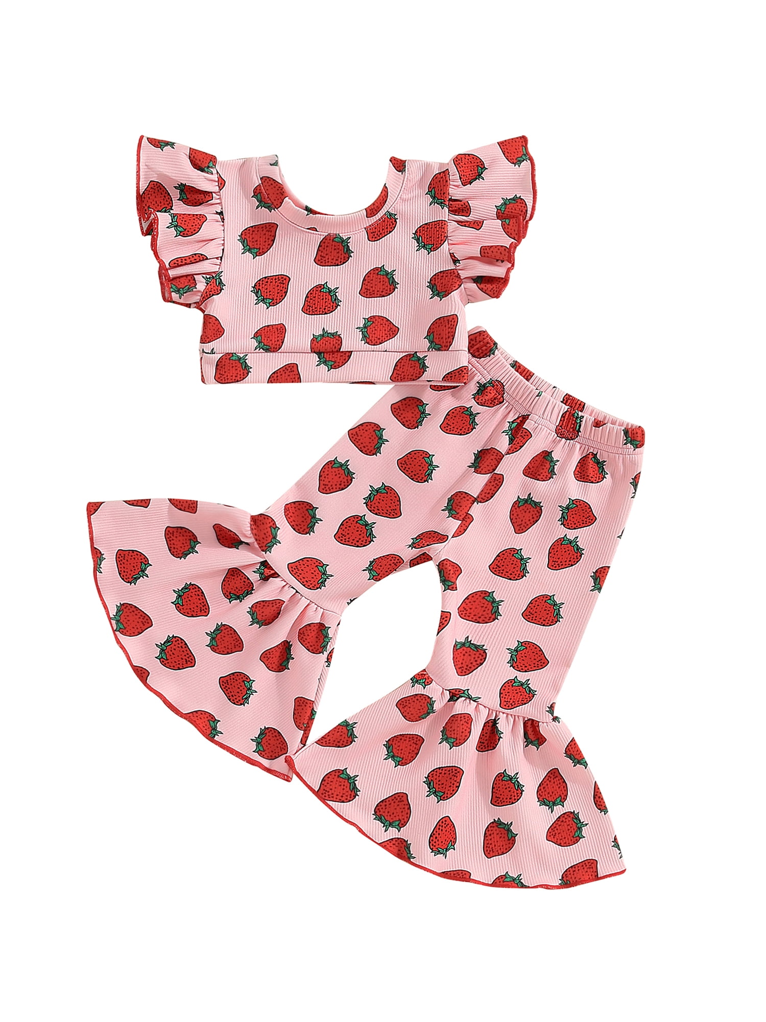 Suealasg Kids Girls Summer Clothes Little Girls 2Pcs Valentine's Day Outfit Flying Sleeve ...