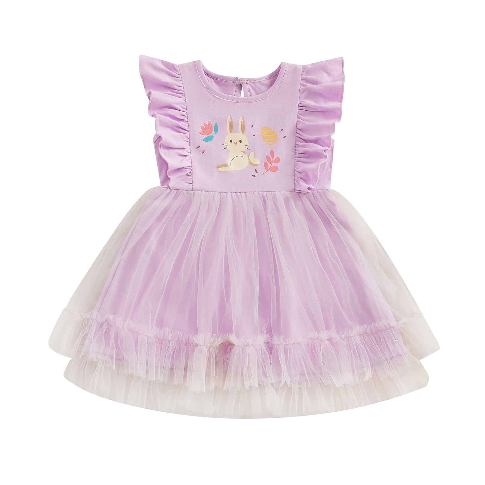 Suealasg Kids Toddler Girls Easter Princess Dress Bunny Print Mesh Tulle A-Line Party Dress ...