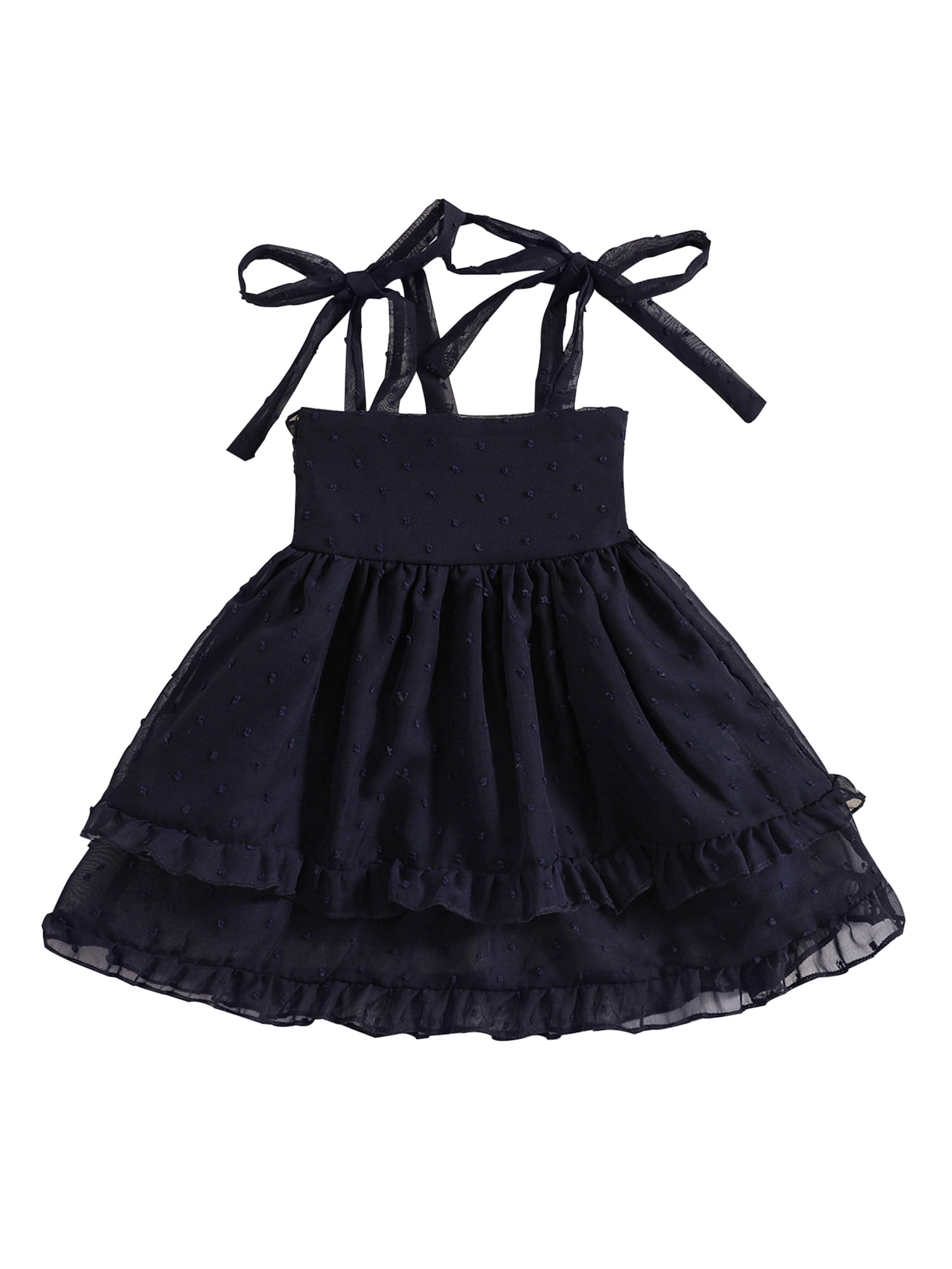 Suealasg Kids Toddler Girls Princess Dress Sleeveless Tie Up Swiss Dot Ruffle A-line Dress 1T 2T ...