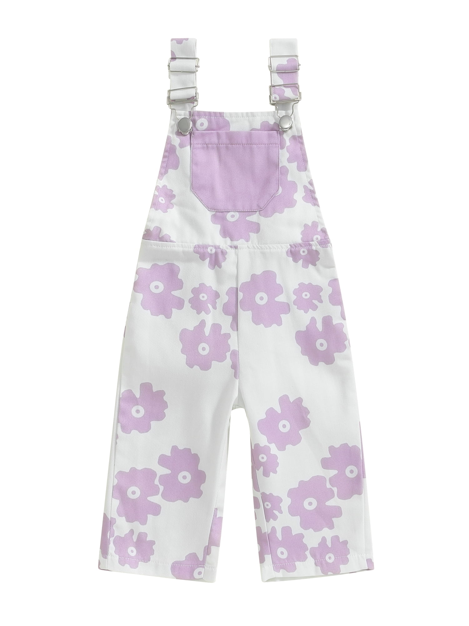 Suealasg Little Girl Denim Overalls Casual Sleeveless Floral Print ...