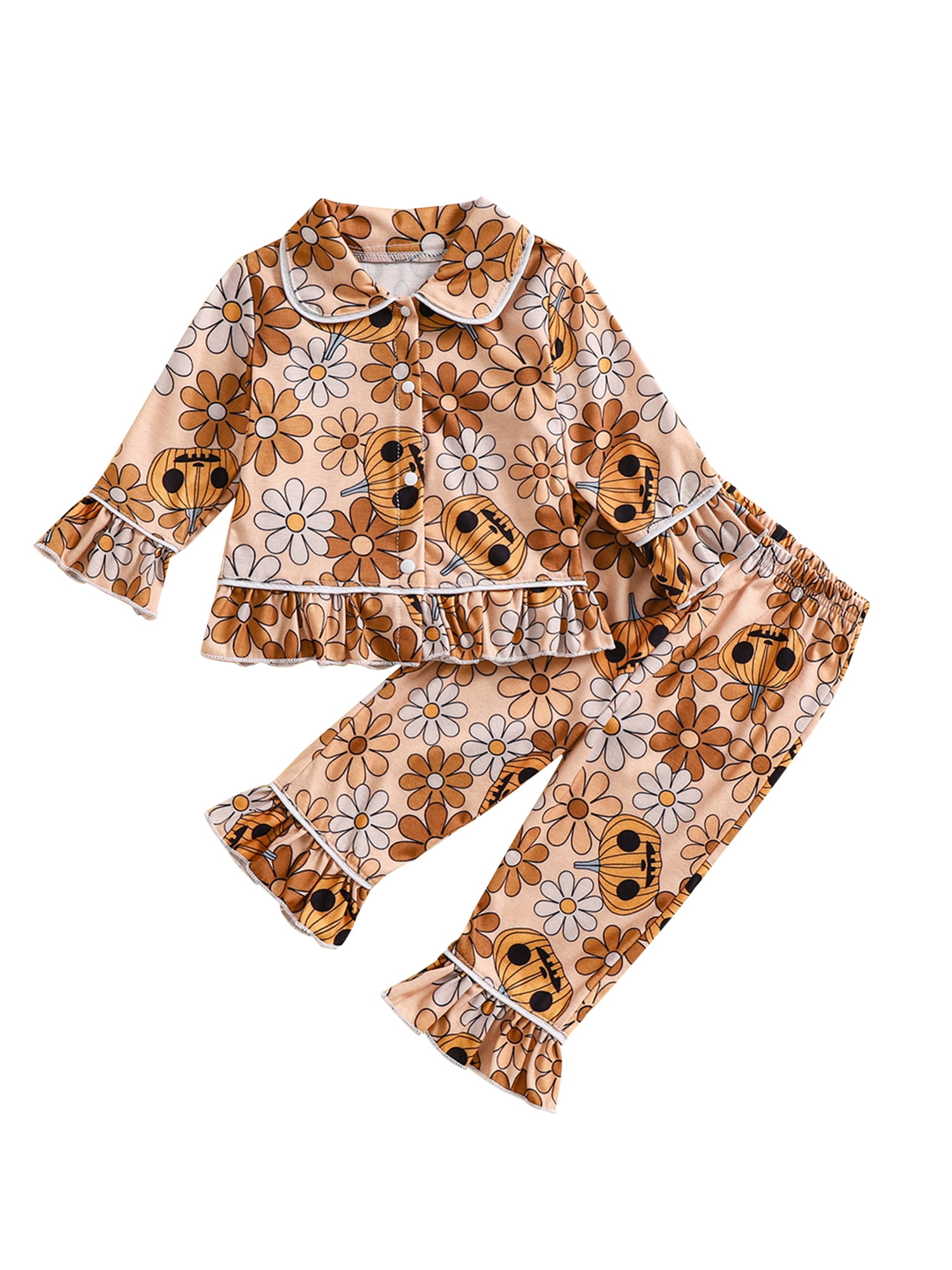 Suealasg Little Girl Halloween Pajamas Outfits 1T 2T 3T 4T 5T Kids Girl Long Sleeve Pumpkin ...