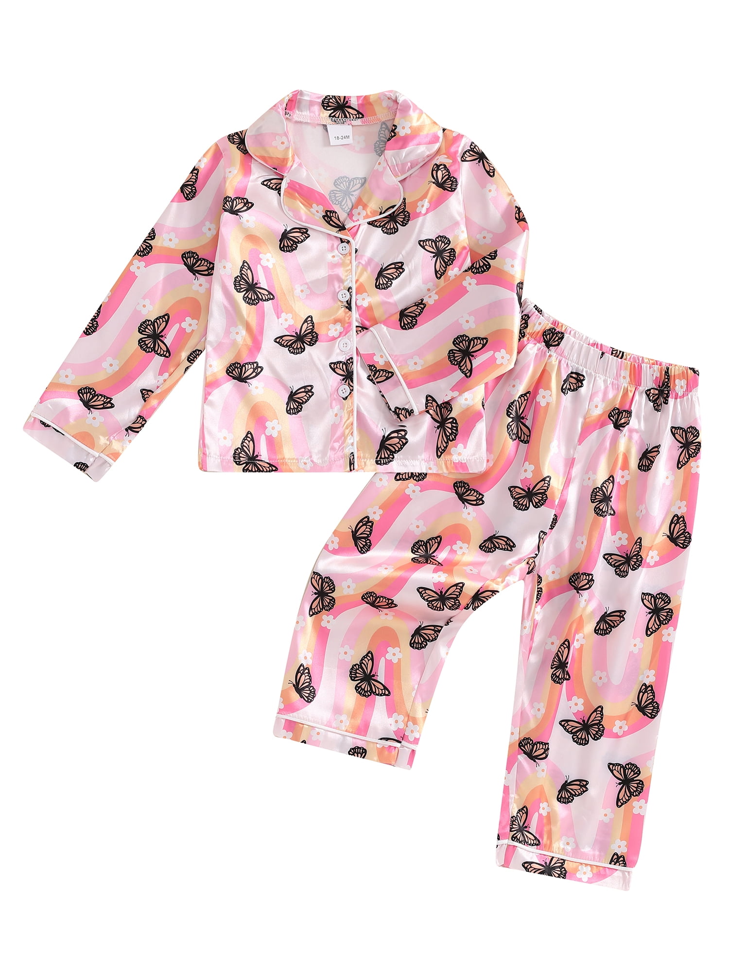 Suealasg Little Girl Satin Pajamas Outfits 1T 2T 3T 4T 5T 6T Toddler Girl Long Sleeve Cherry ...