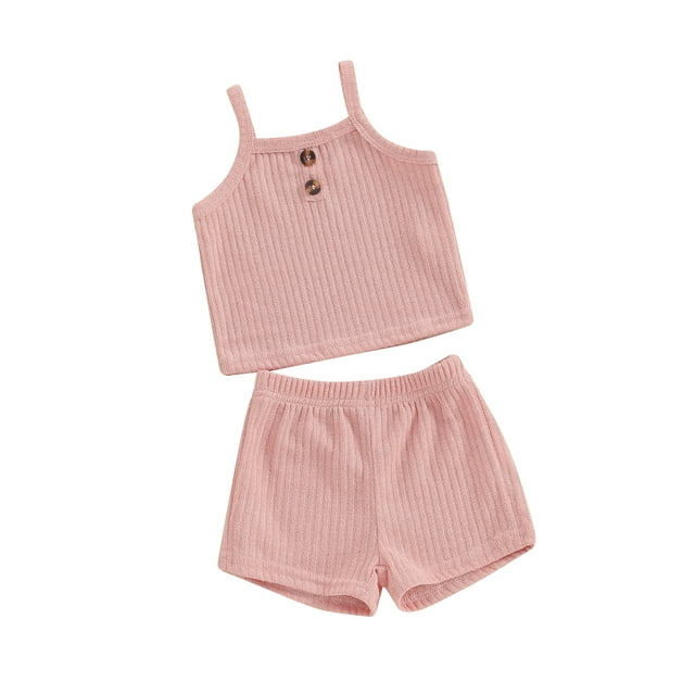 Suealasg Little Girl Summer 2Pcs Outfits Set Clothes 1T 2T 3T 4T 5T Kids Girl Sleeveless Solid ...