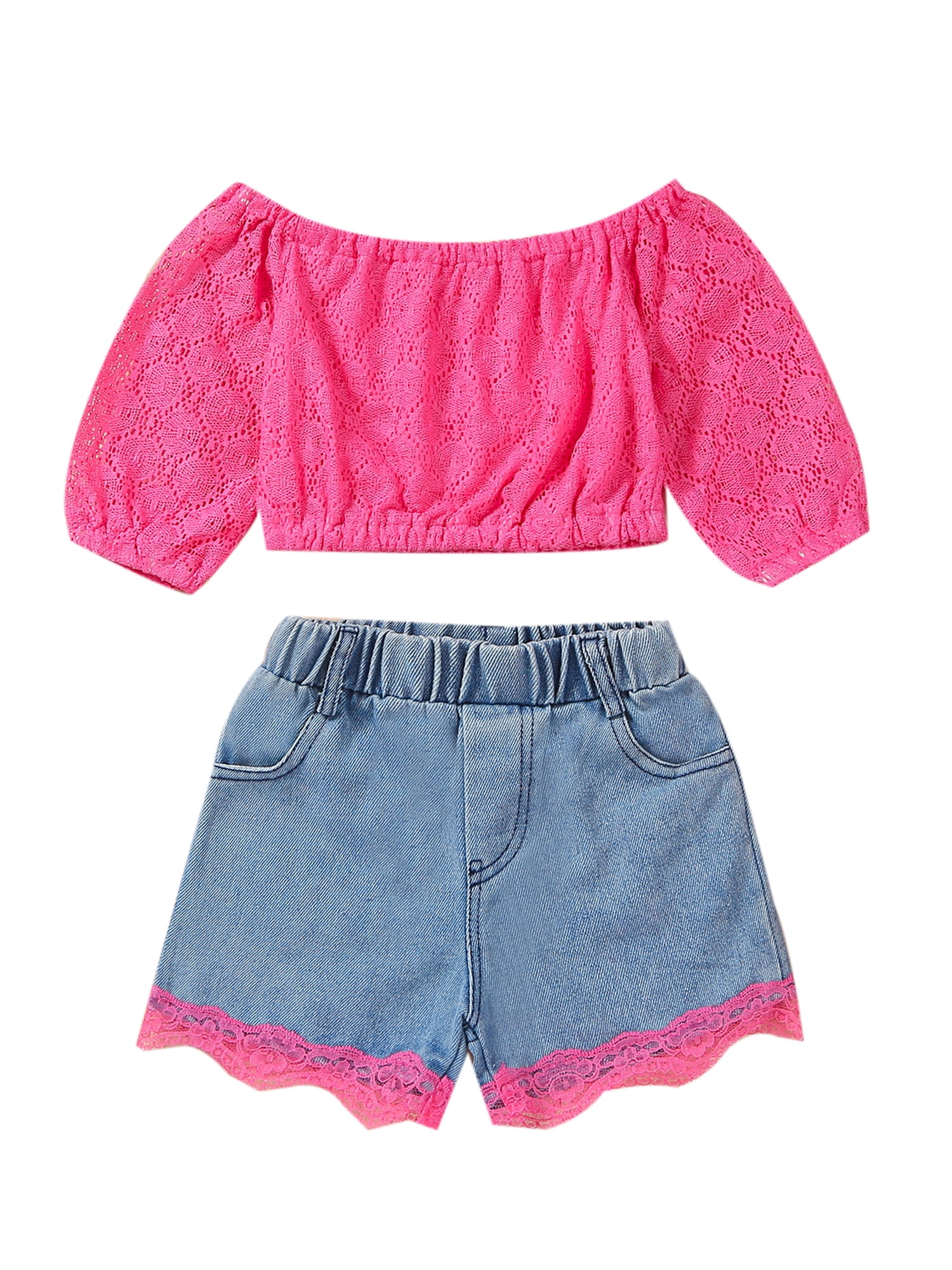 Suealasg Little Girl Summer Clothes Kids 2 Pcs Shorts Outfit Long ...