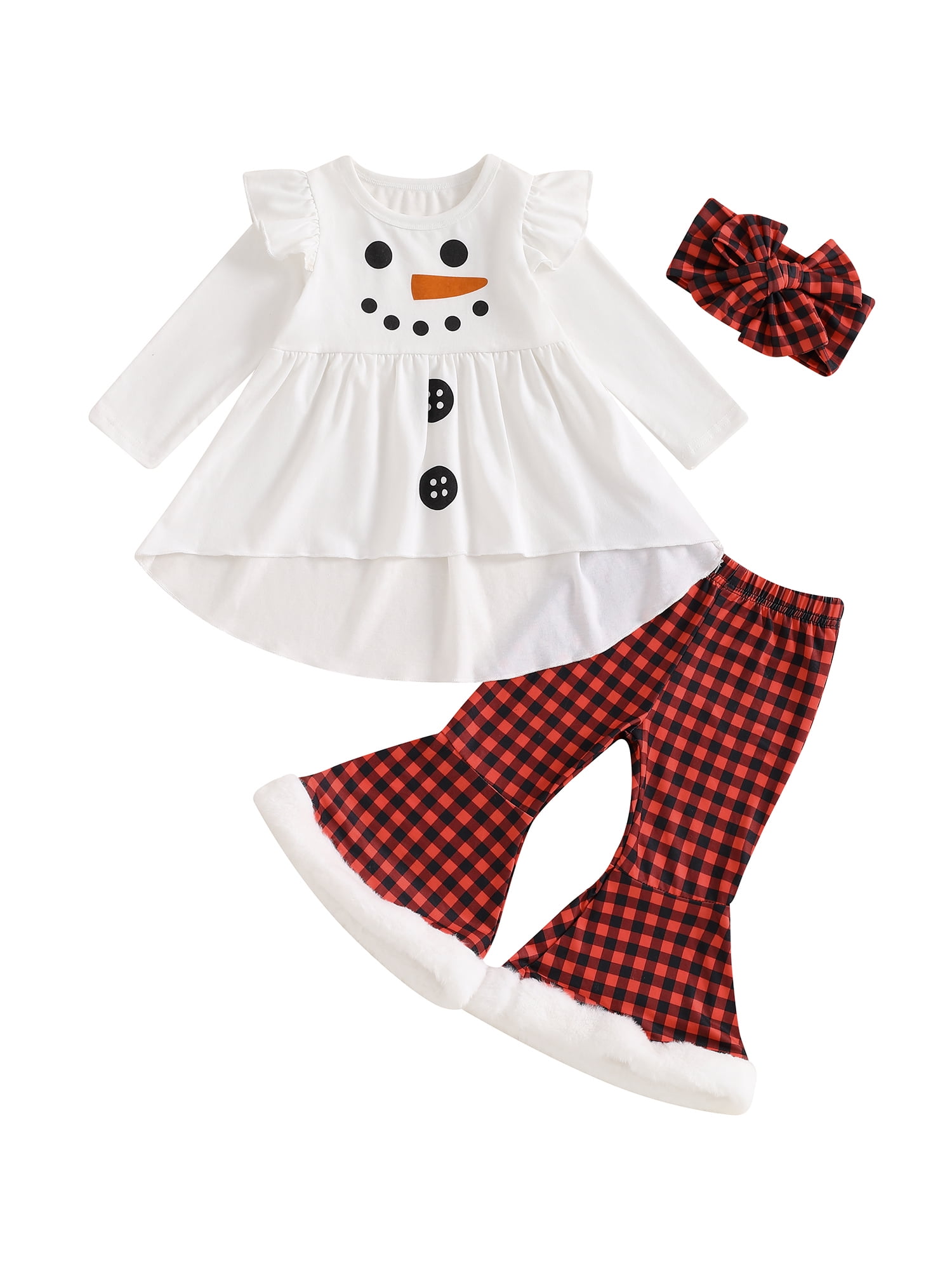 Suealasg Little Girls Christmas Clothes 1T 2T 3T 4T 5T 6T Kids Girls Long Sleeve Snowman Shirt ...