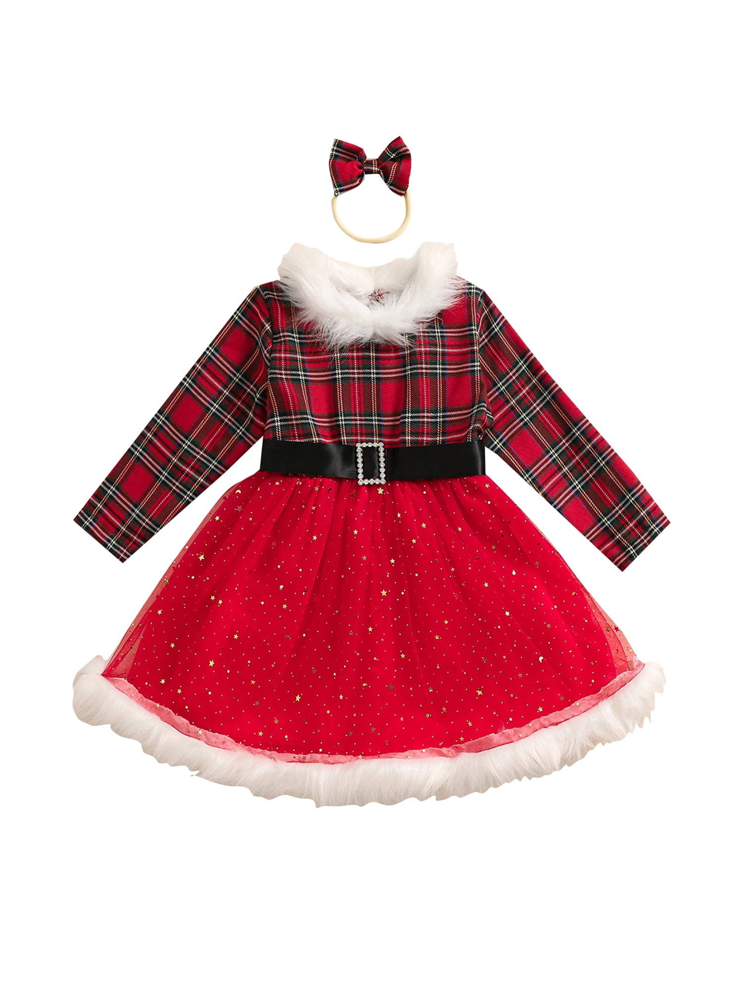 Suealasg Little Girls Christmas Clothes Kids Girls Princess Dress 1T 2T 3T 4T 5T 6T Long Sleeve ...