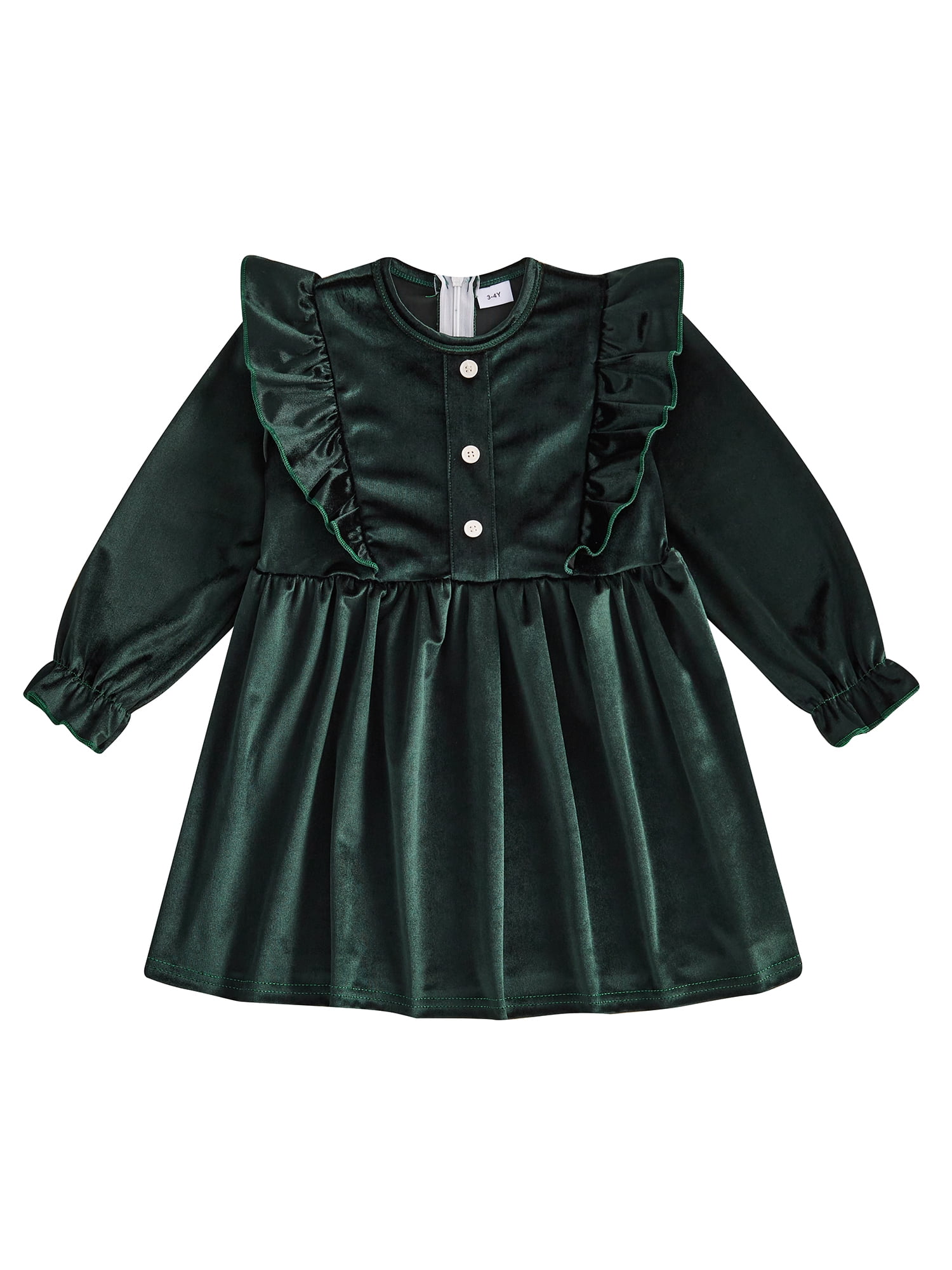 Suealasg Little Girls Christmas Dress 9M 1T 2T 3T 4T Kids Girls Long Sleeve Velet A-line ...