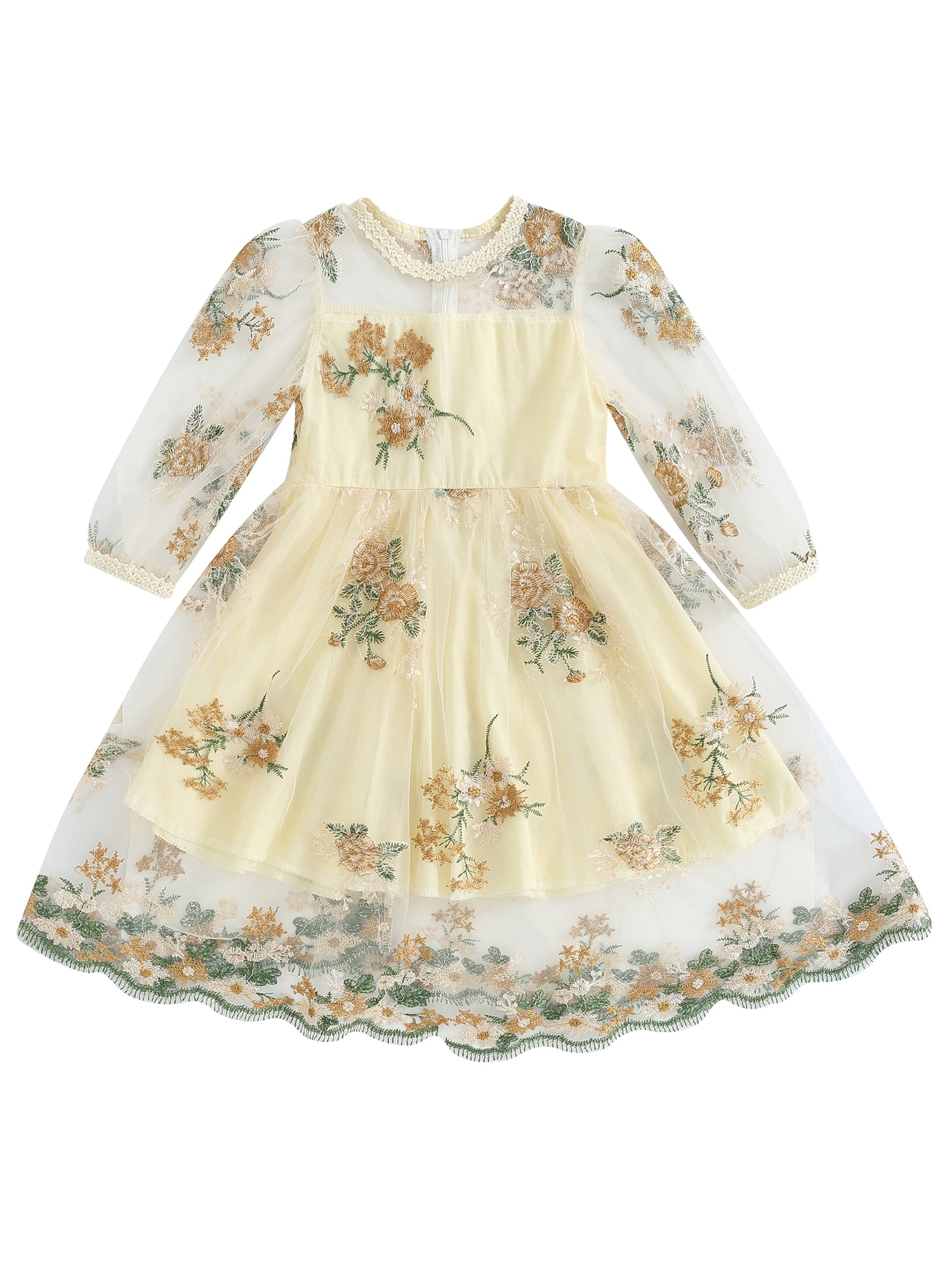 Suealasg Little Girls Fall Princess Dress Clothes 4T 5T 6T 7T Kids Girls Long Sleeve Flower ...