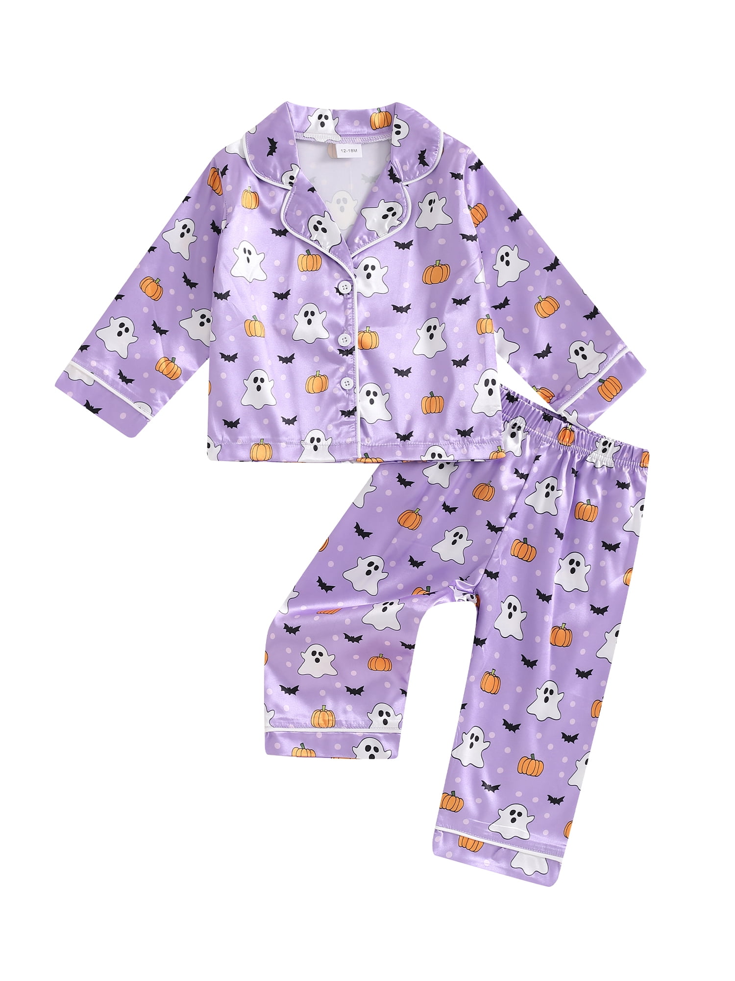 Suealasg Little Girls Halloween Pajamas Set Pumpkin Print Long Sleeve ...