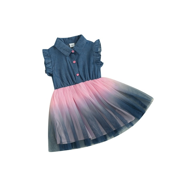 Suealasg Little Girls Lace Princess Dress 1T 2T 3T 4T 5T 6T 7T Kids Girls Summer Denim Dress ...