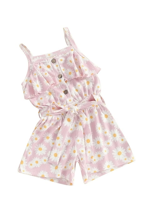 Bagilaanoe Toddler Baby Girl Denim Jumpsuit Sleeveless V-neck Romper Overalls Shorts 1T 2T 3T 4T ...