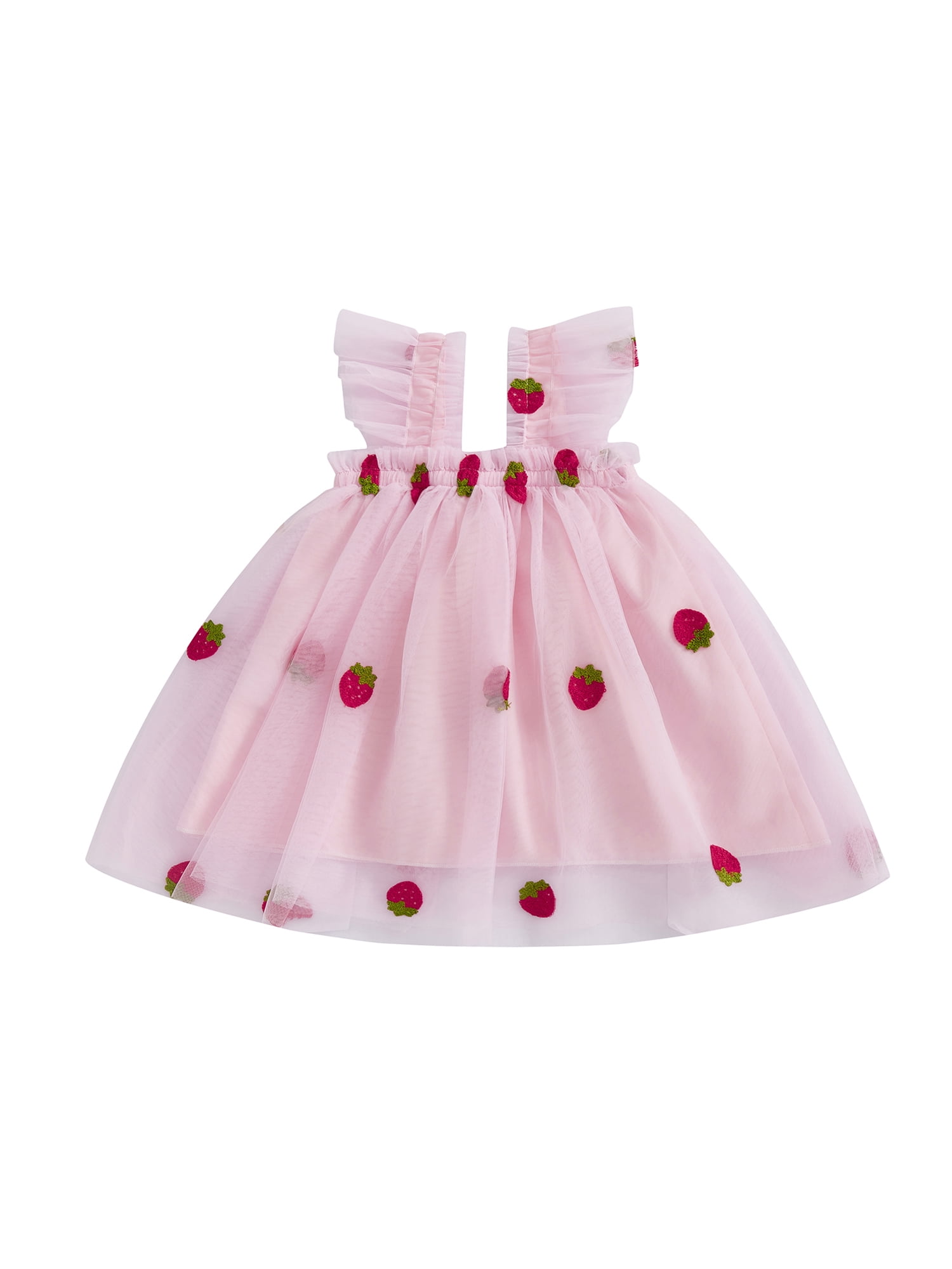 Suealasg Little Girls Princess Dress 1T 2T 3T 4T Kids Girls Sleeveless Square Neck Fruit ...
