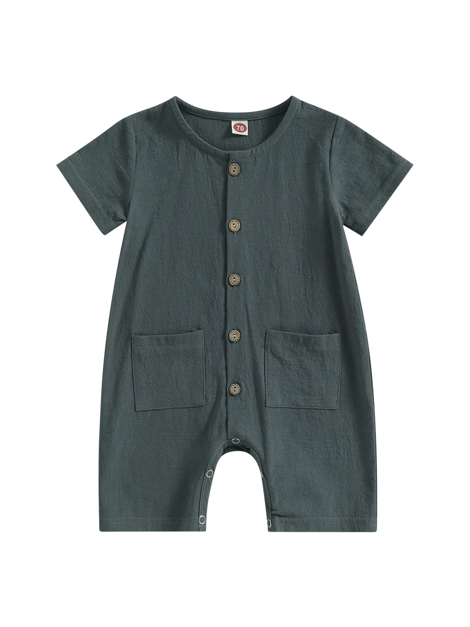 Suealasg Newborn Baby Boy Rompers Short Sleeve Button Down Bodysuit ...