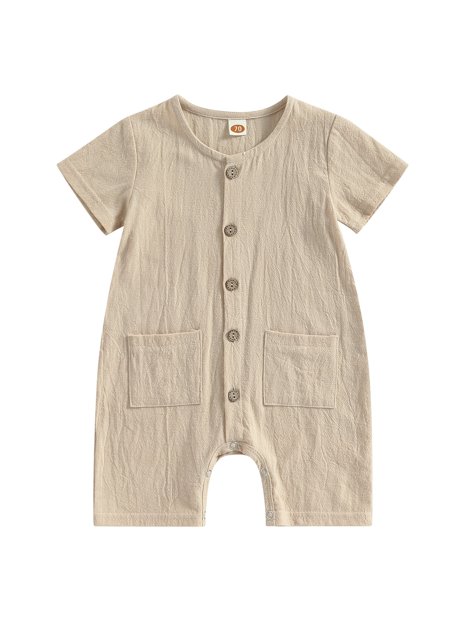 Suealasg Newborn Baby Boy Rompers Short Sleeve Button Down Bodysuit ...