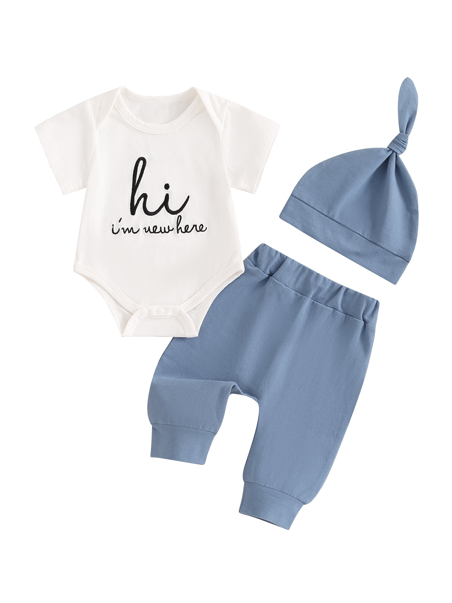 Suealasg Newborn Baby Boys Summer Outfits 3 6 Months Letter Embroidered ...