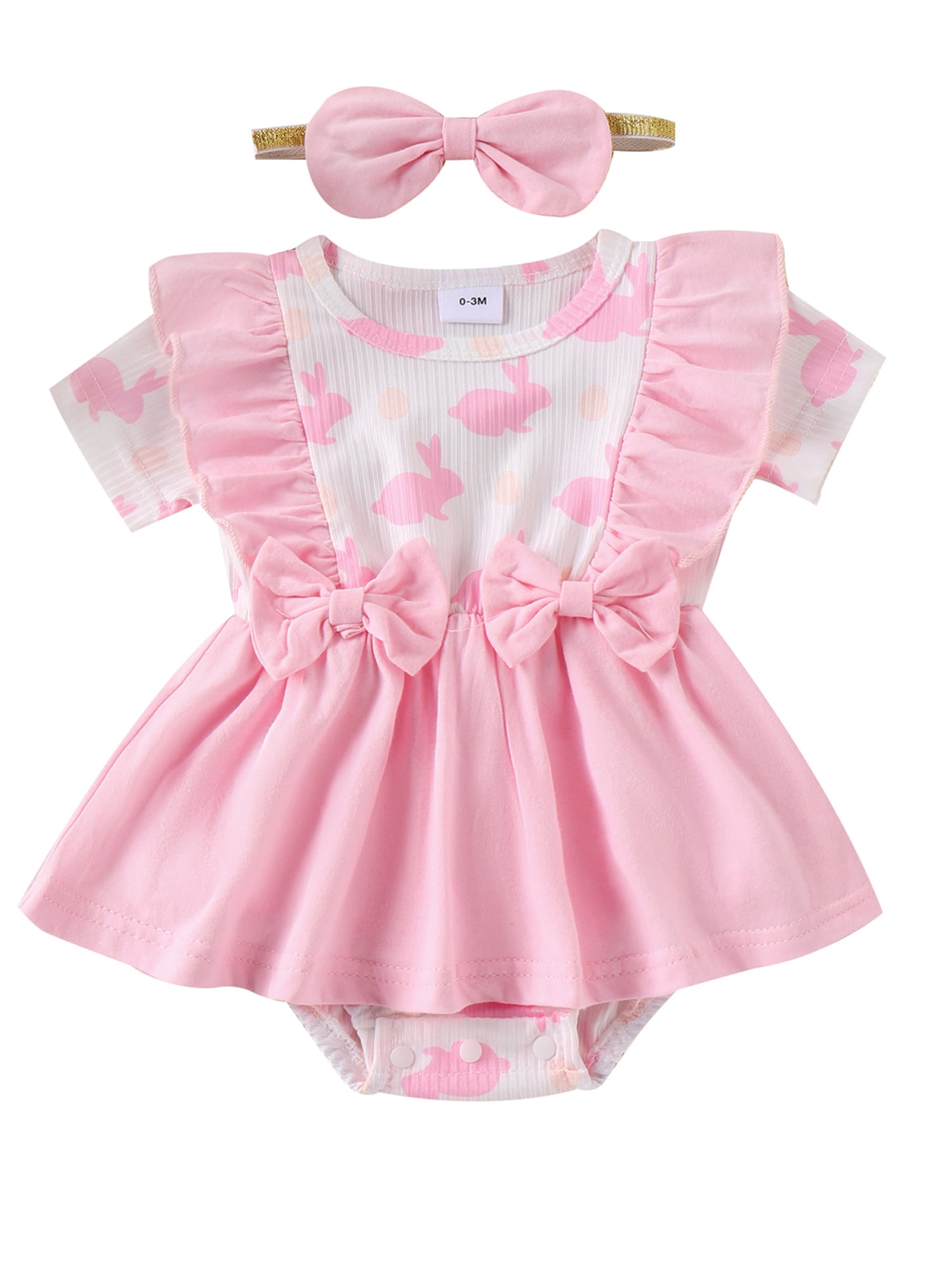 Suealasg Newborn Baby Girls Easter Outfits Short Sleeve Bunny/Shamrock ...