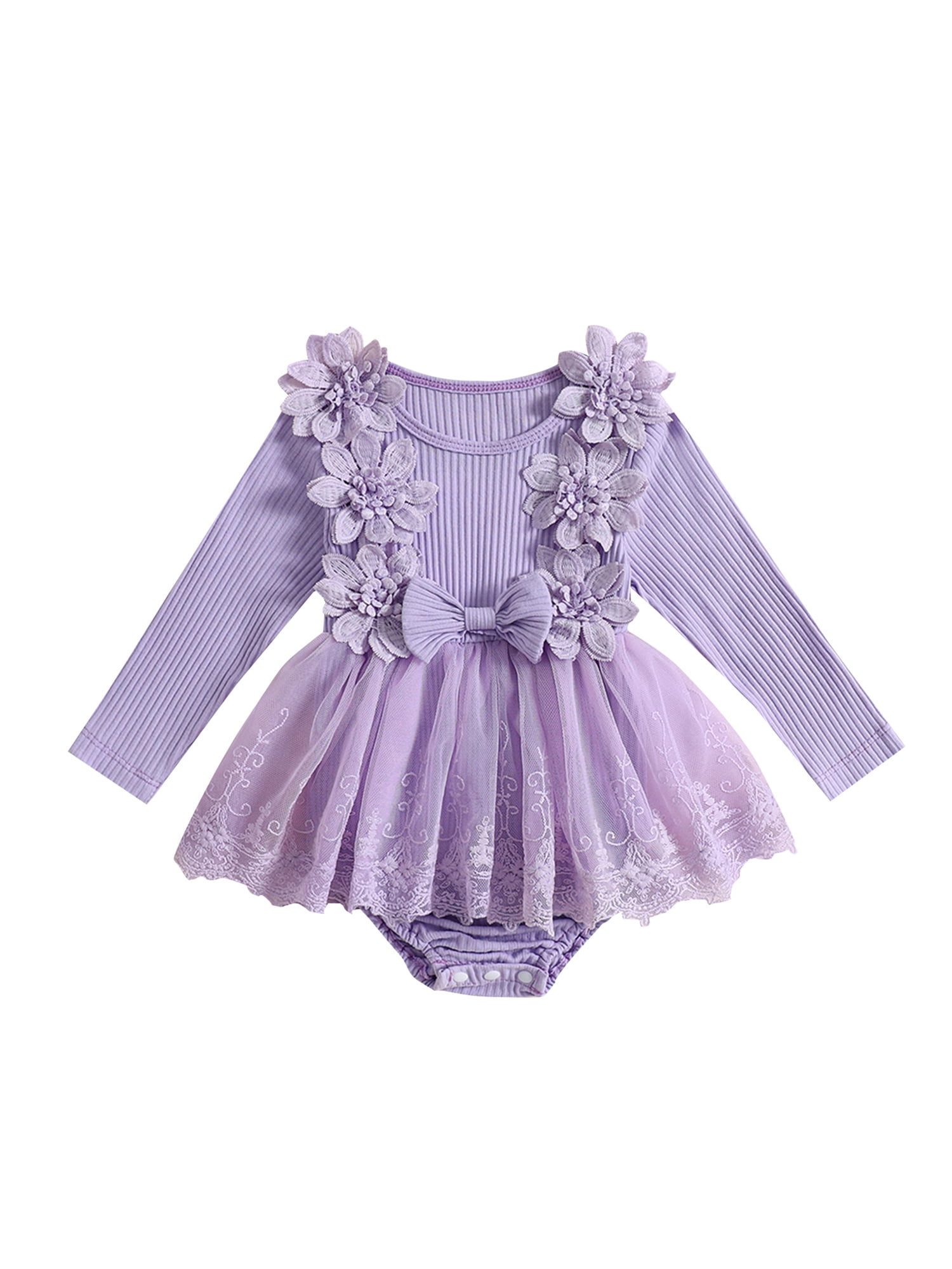 Suealasg Newborn Baby Girls Romper Dress 3 6 12 18 Months Infant Girls Fall Clothes Long Sleeve ...