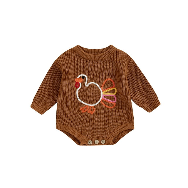 Suealasg Newborn Girl Boy Sweater Romper Baby Thanksgiving Clothes 3 6 9 12 18 Months Infant ...