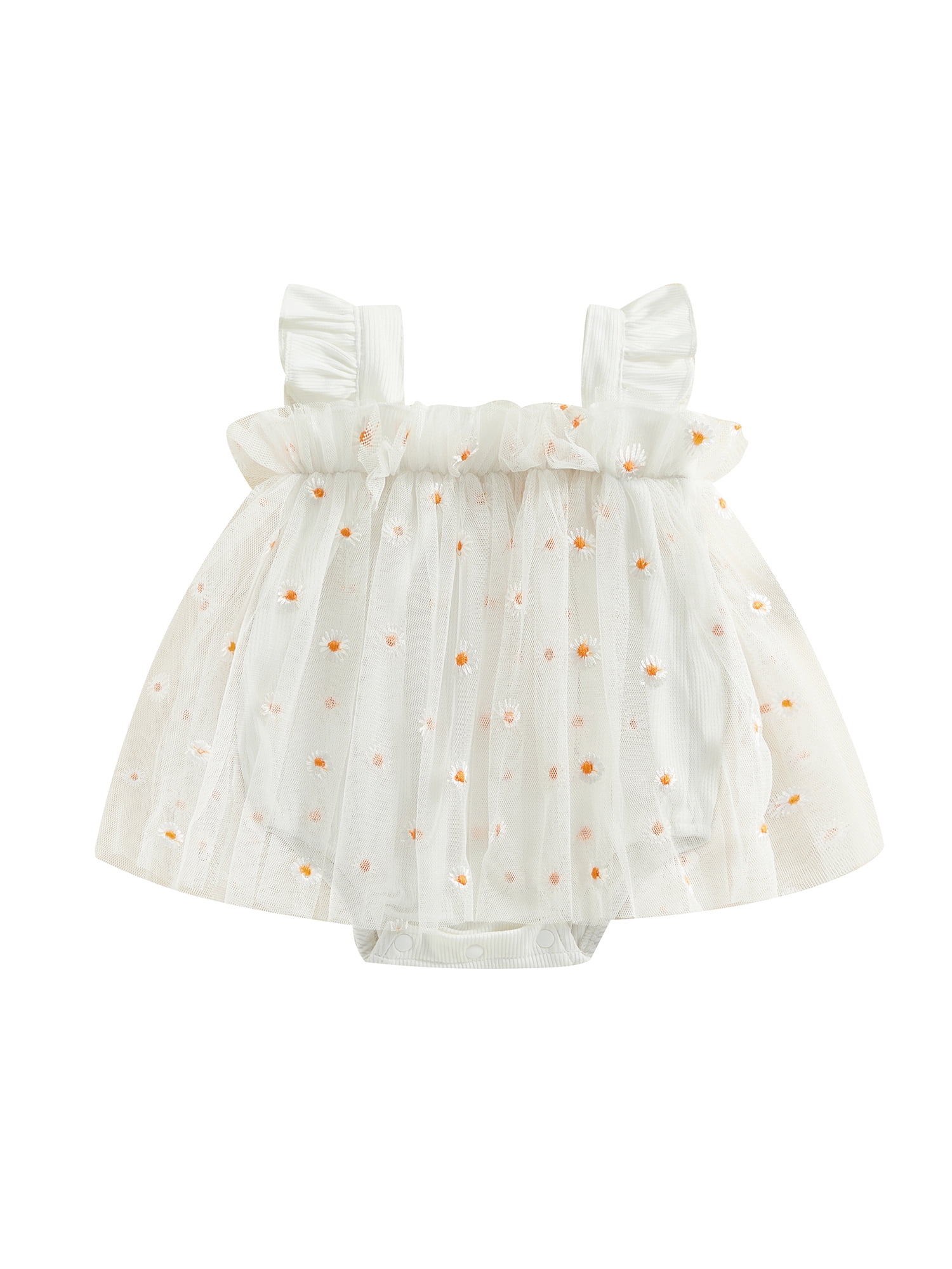 Suealasg Newborn Infant Girl Summer Outfits Fly Sleeve Daisy Embroidery ...