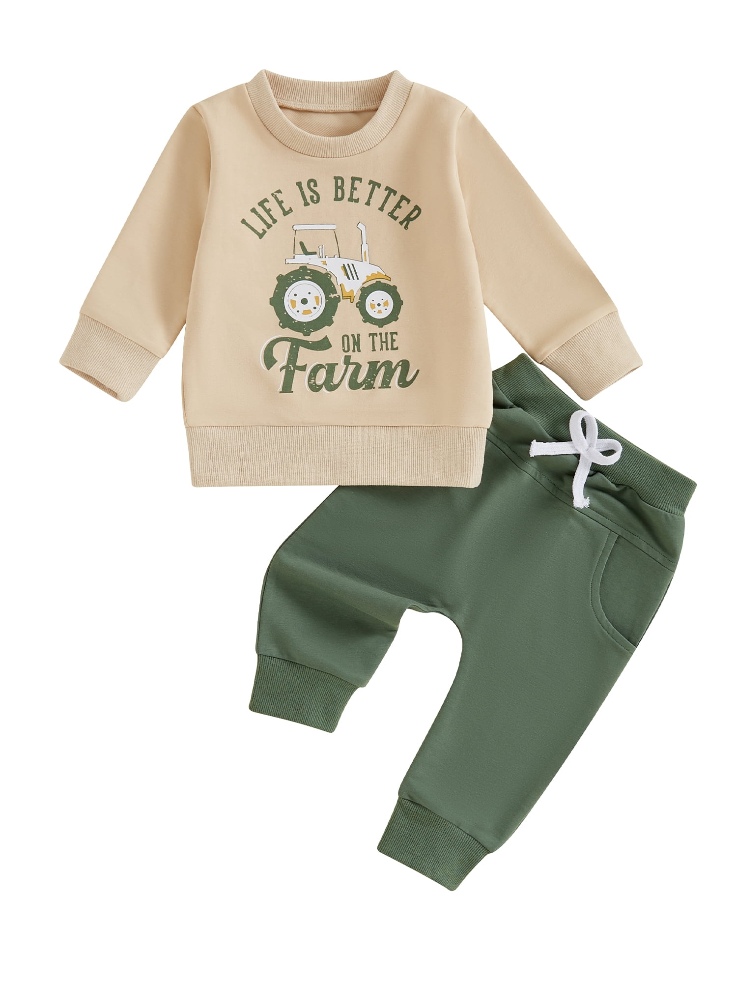 Suealasg Toddler Baby Boy Fall Outfits 6M 1T 2T 3T 4T Long Sleeve Crew ...
