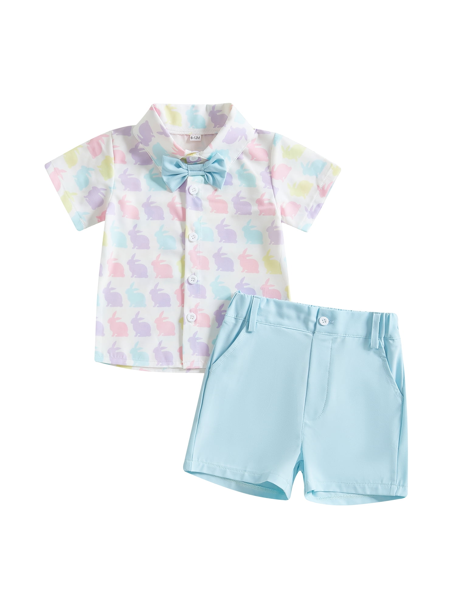 Suealasg Toddler Baby Boys Easter Clothes Set Short Sleeve Bunny Print ...