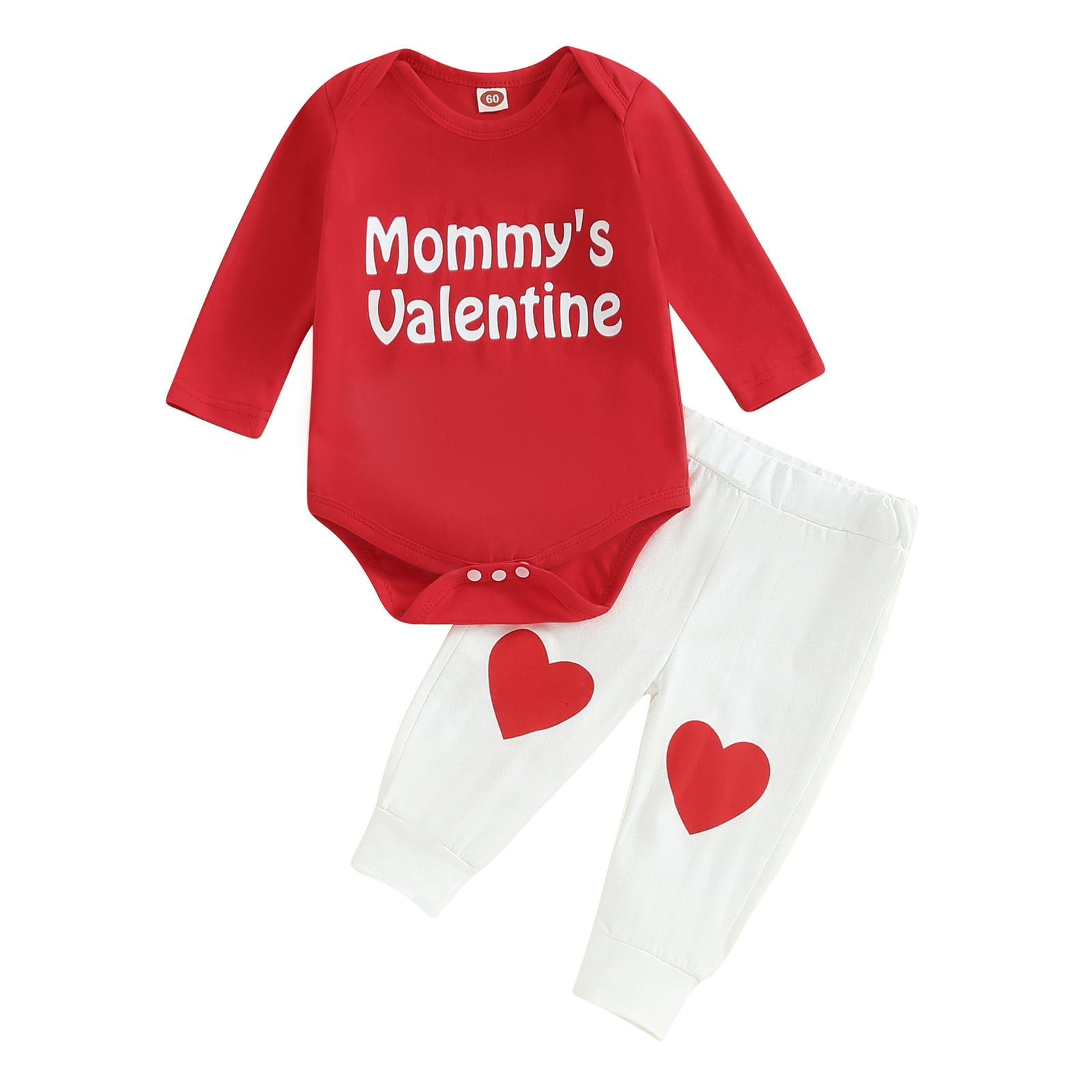 Suealasg Toddler Baby Boys Girls Valentine’s Day Outfits 3M 6M 9M 12M 18M Long Sleeve Letter ...