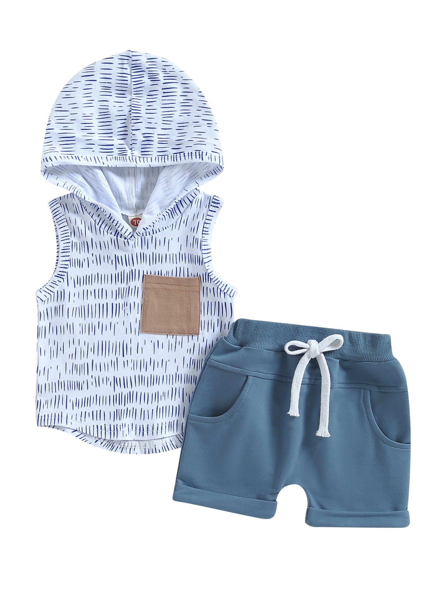 Suealasg Toddler Baby Boys Shorts Set Sleeveless Pocket Hooded Tank ...