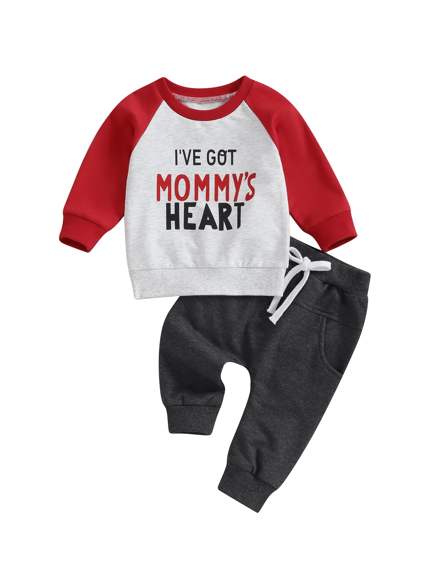 Suealasg Toddler Baby Boys Valentine's Day Outfits 6M 1T 2T 3T Kids Boys Long Sleeve Letter ...