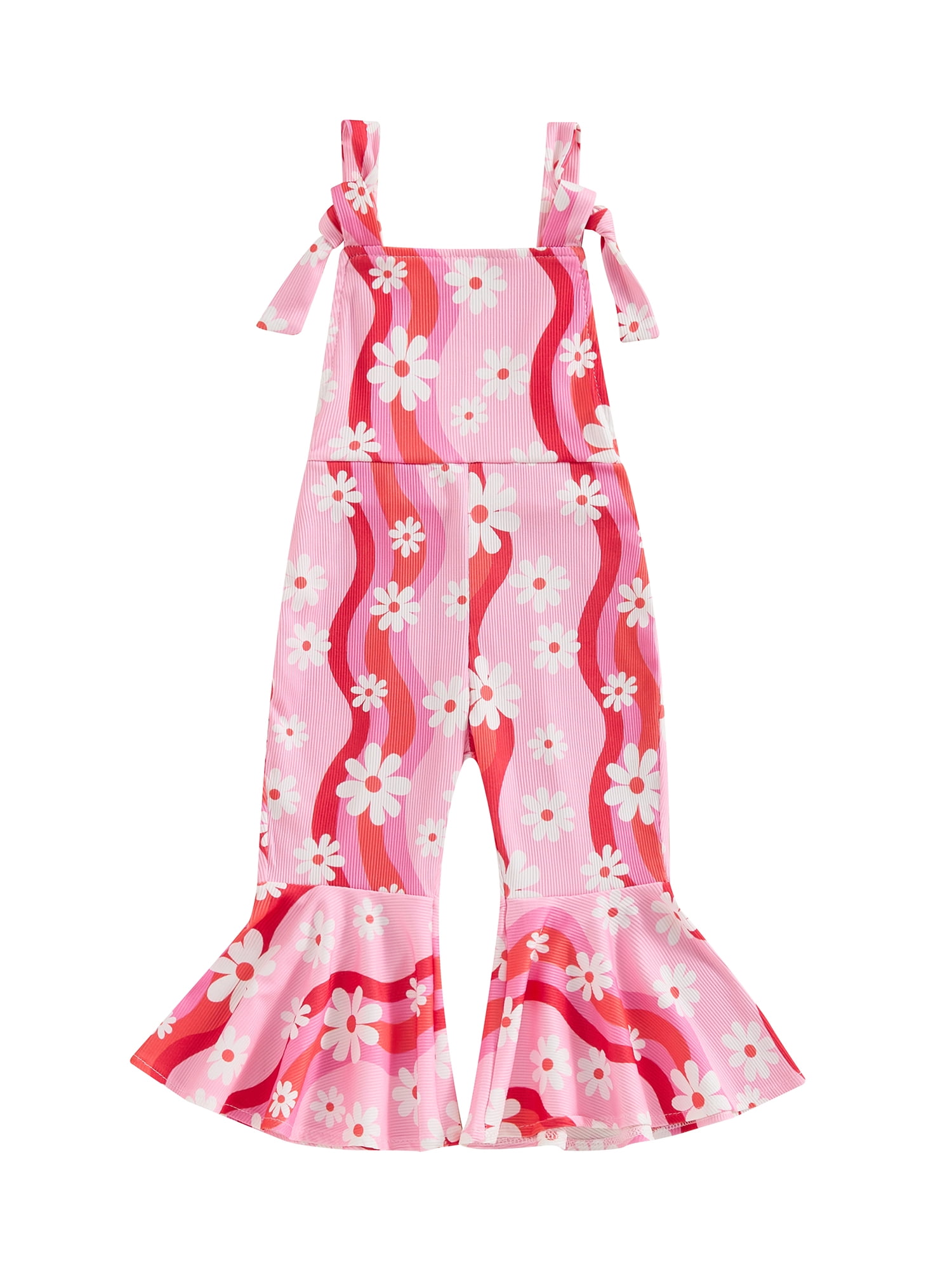 Suealasg Toddler Baby Girl Bell Bottom Romper Sleeveless Square Neck ...