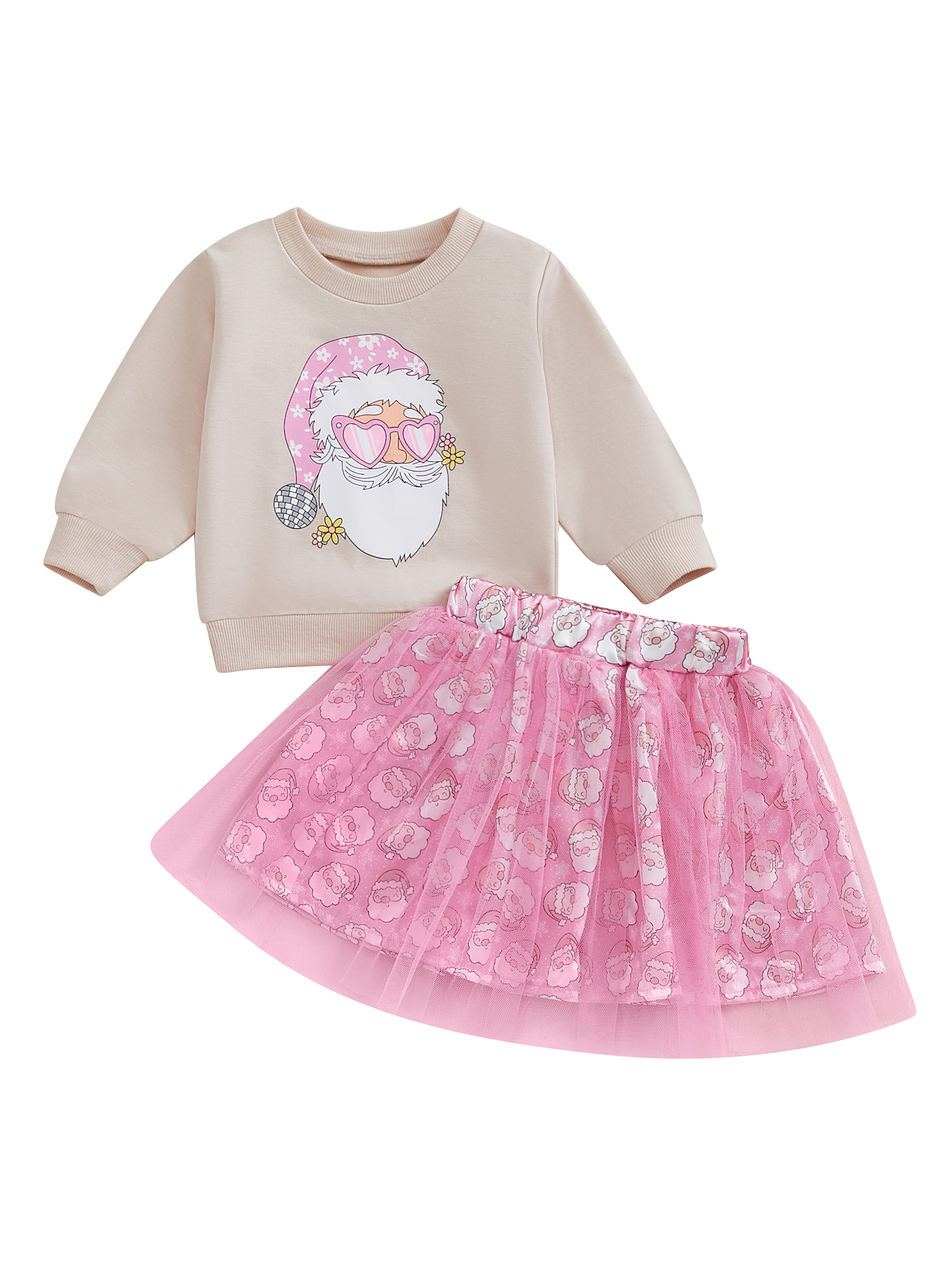 Suealasg Toddler Baby Girl Christmas Clothes Long Sleeve Santa Claus Print Sweatshirt Mini ...