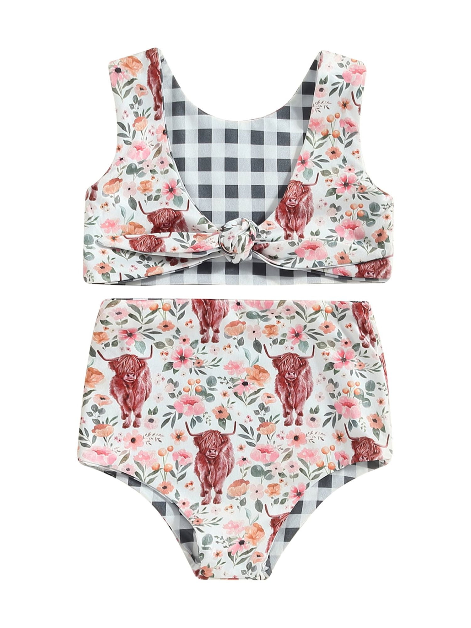 Suealasg Toddler Baby Girl Swimsuits Set Sleeveless Butterfly Cow Head ...