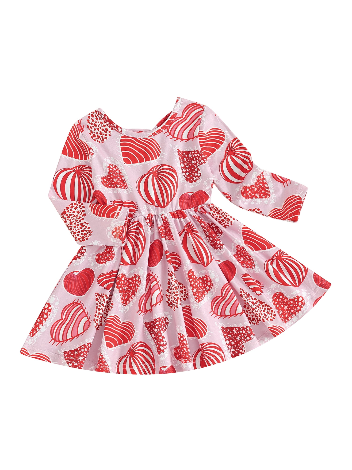 Suealasg Toddler Baby Girl Valentine’s Day Dress 6M 1T 2T 3T Kids Girls Long Sleeve Round Neck ...