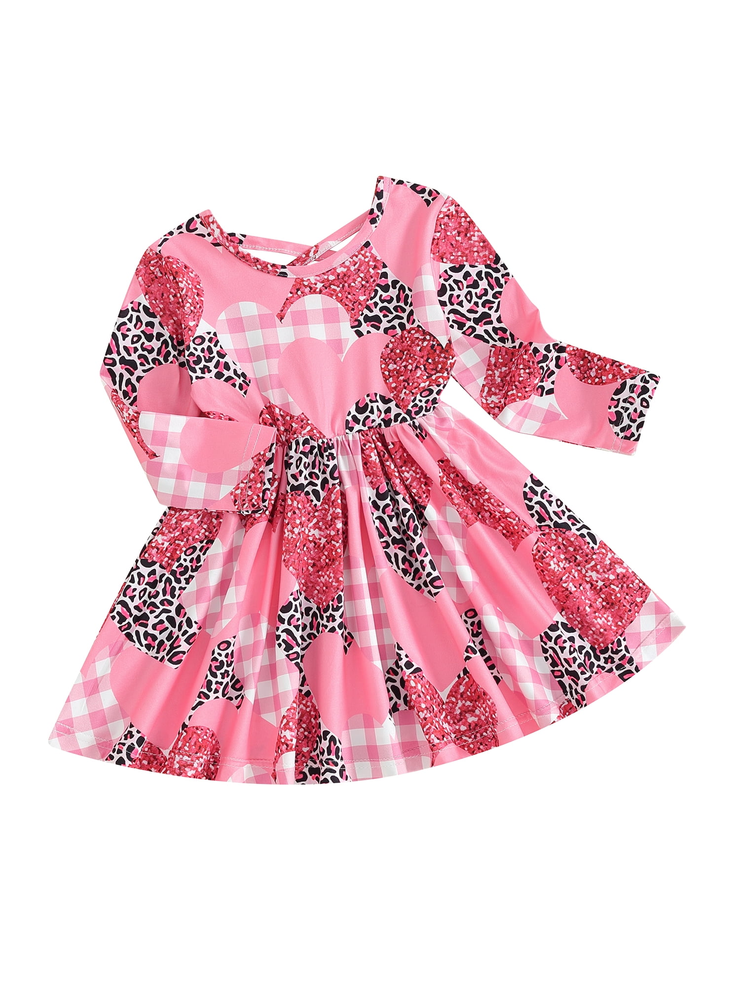 Suealasg Toddler Baby Girl Valentine’s Day Dress 6M 1T 2T 3T Kids Girls Long Sleeve Round Neck ...