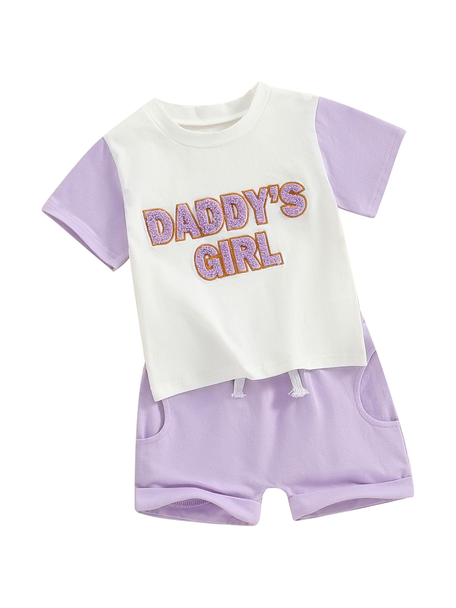 Suealasg Toddler Baby Girls Outfit Short Sleeve Crew Neck Letters Print ...