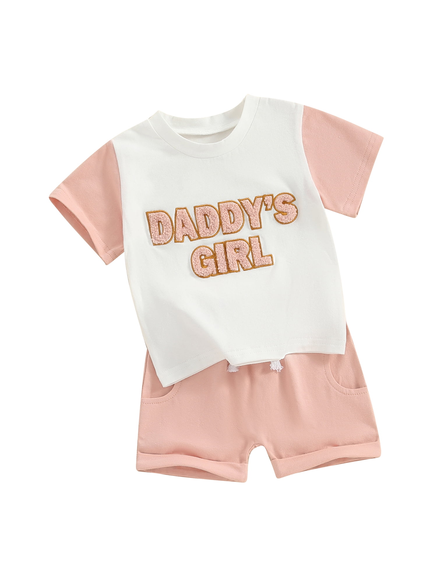 Suealasg Toddler Baby Girls Outfit Short Sleeve Crew Neck Letters Print ...