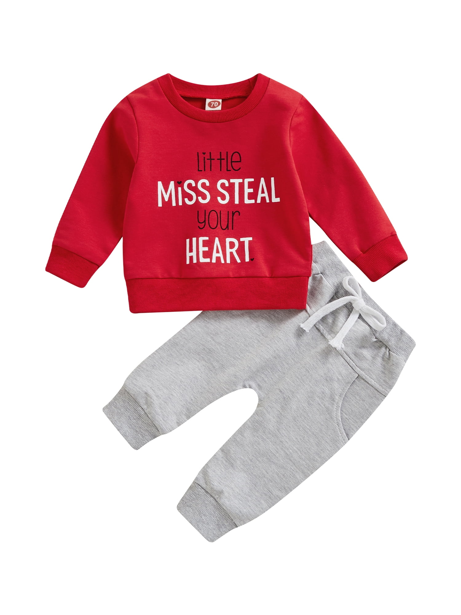 Suealasg Toddler Baby Girls Valentine's Day Clothes 6M 1T 2T 3T Long Sleeve Letter Print ...