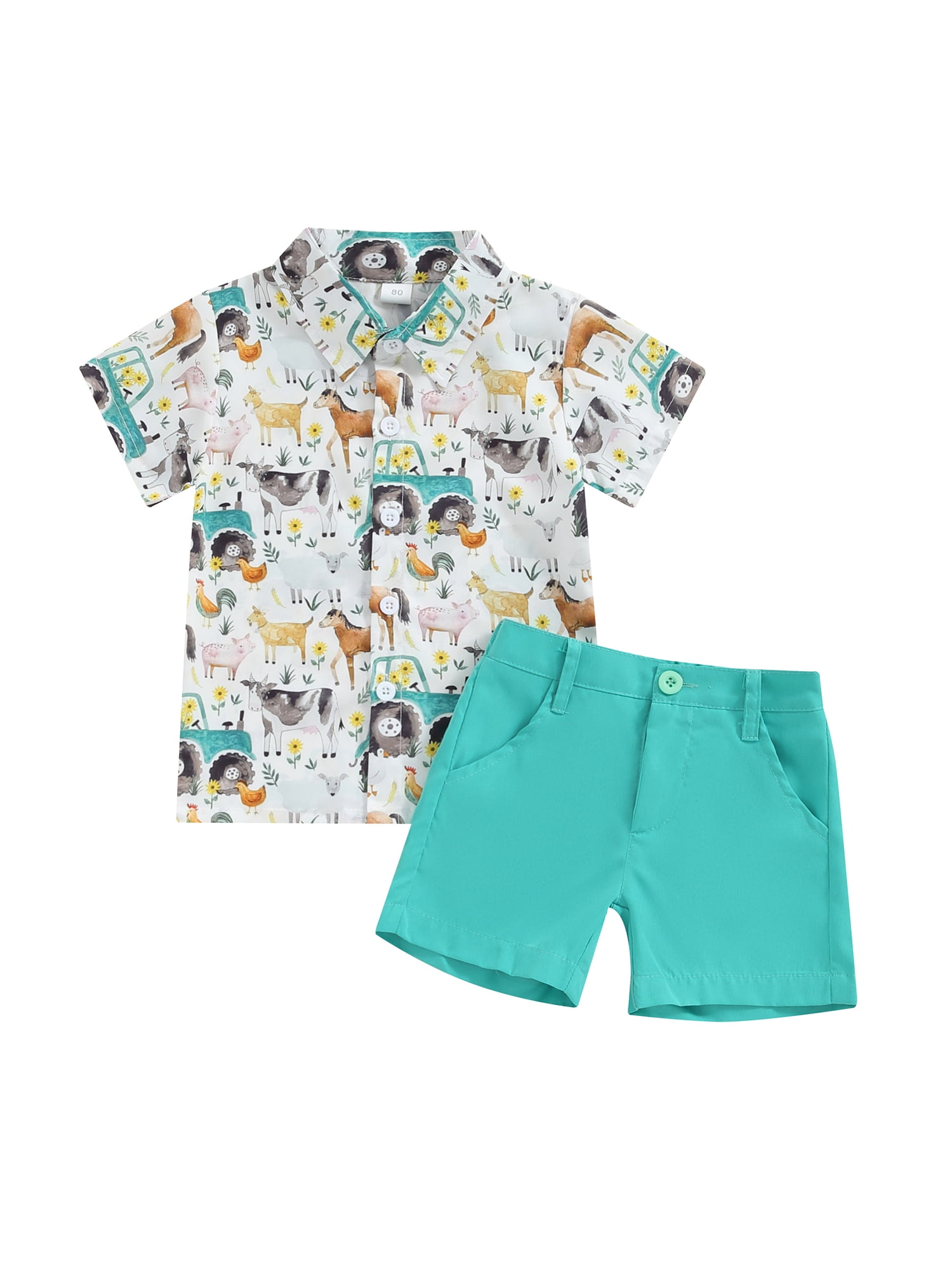 Suealasg Toddler Boys Farm Clothes 6M 1T 2T 3T Short Sleeve Animal ...