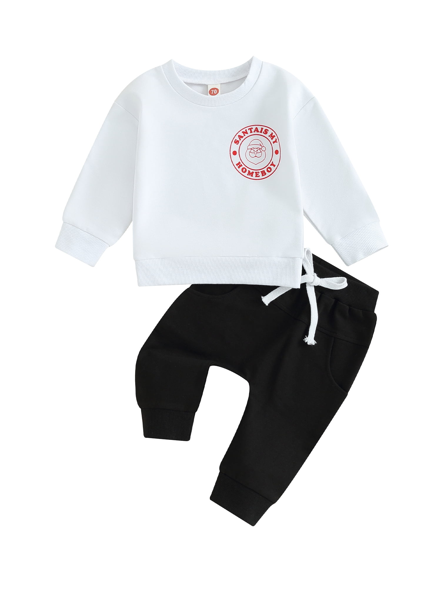 Suealasg Toddler Boys Girls Christmas Outfits Clothes 6M 1T 2T 3T Kids Long Sleeve Santa Letter ...