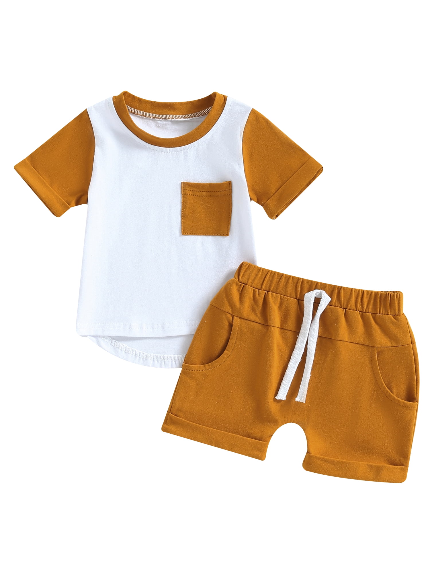 Suealasg Toddler Boys Summer Outfit 6M 1T 2T 3T Short Sleeve Contrast ...