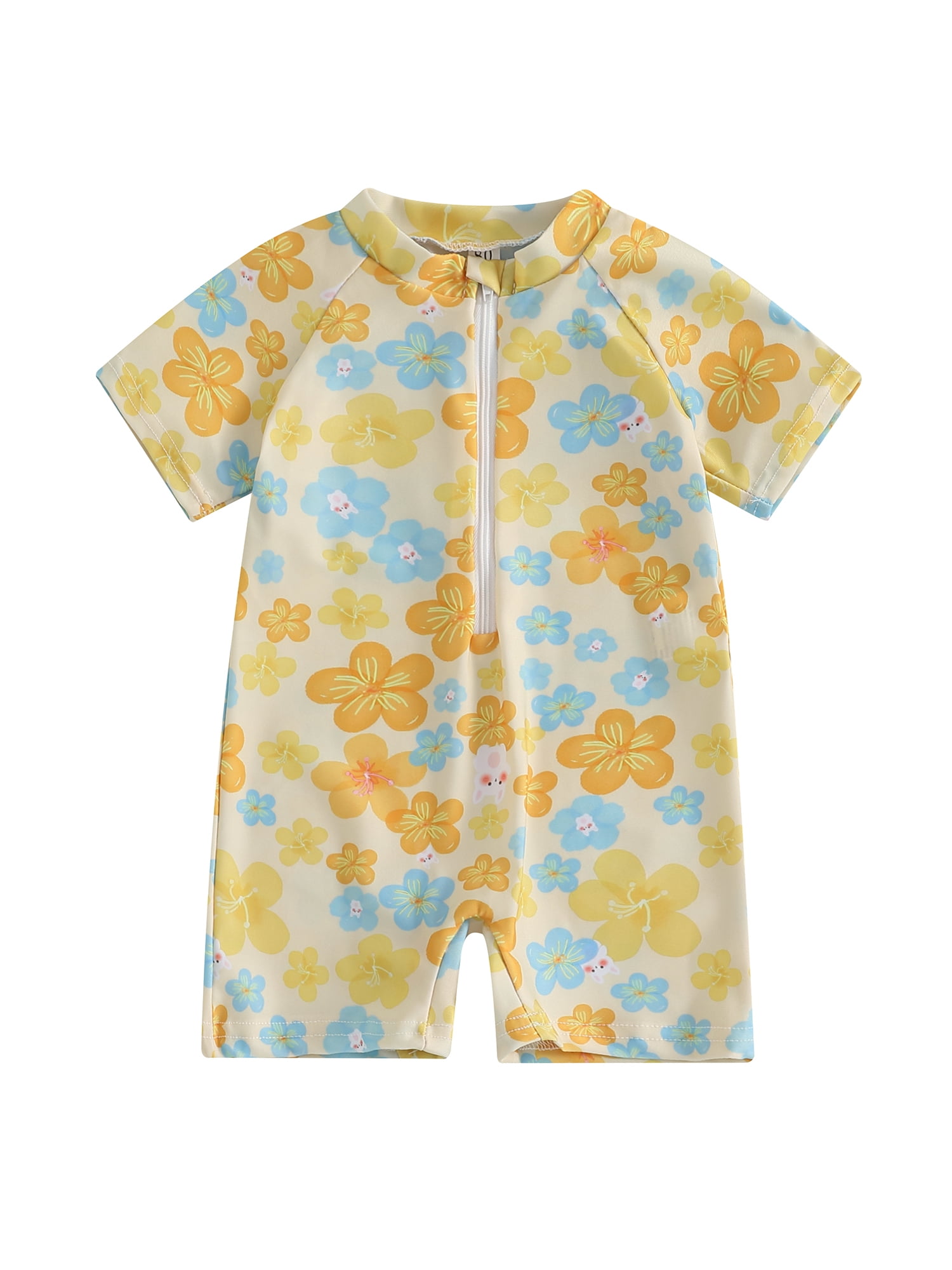 Suealasg Toddler Girl Rash Guard Swimsuit Cherry/Bow Print Zipper Short ...