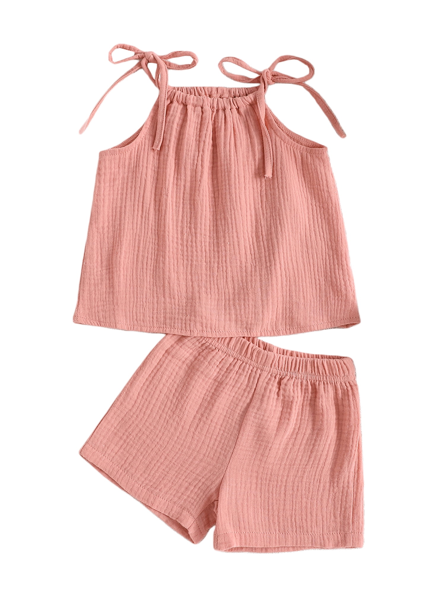 Suealasg Toddler Girl Summer 2Pcs Outfits Set Clothes 1T 2T 3T 4T Kids Girl Sleeveless Solid ...