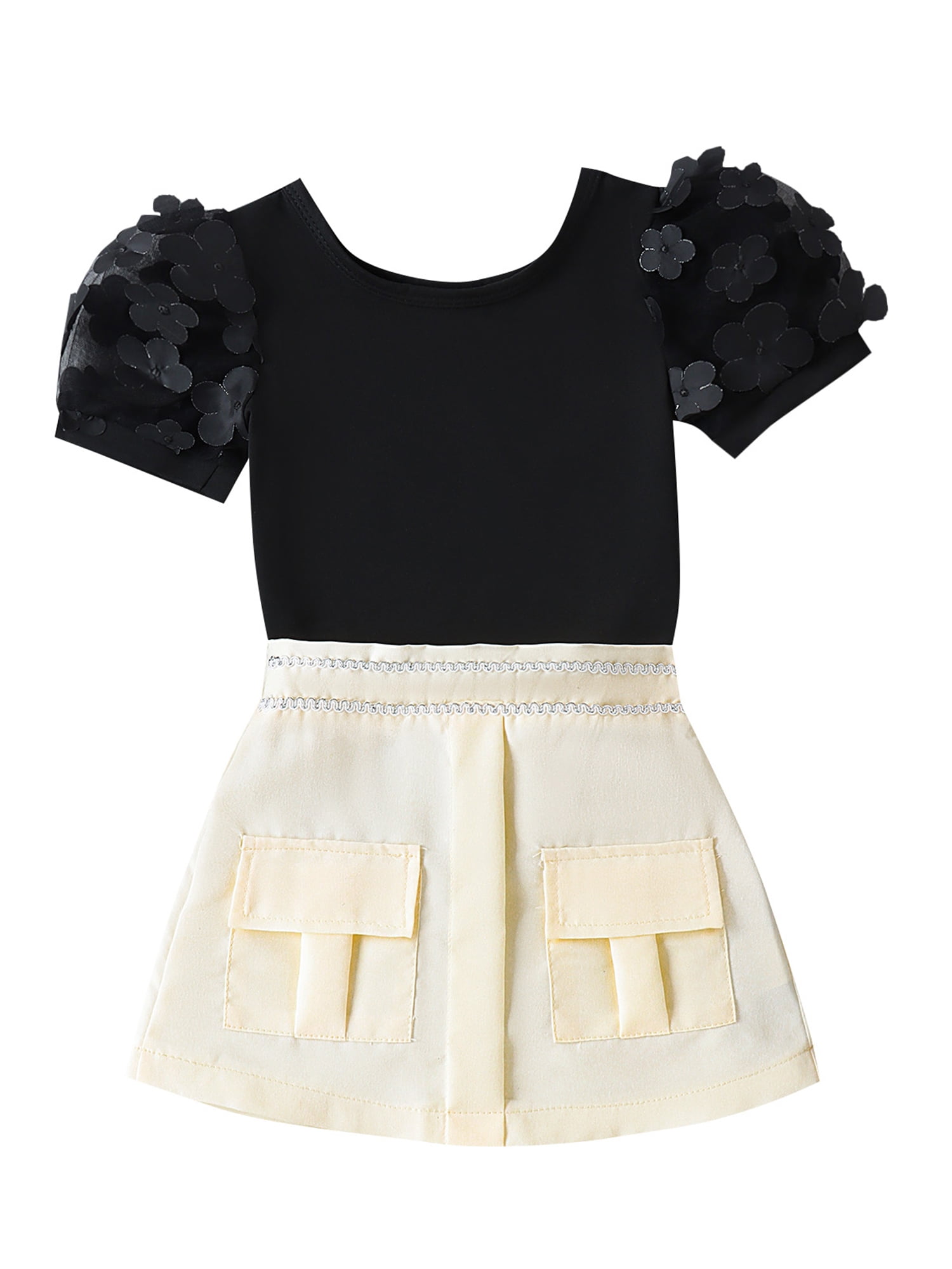 Suealasg Toddler Girl Summer Outfit Short Sleeve Crew Neck Popcorn ...