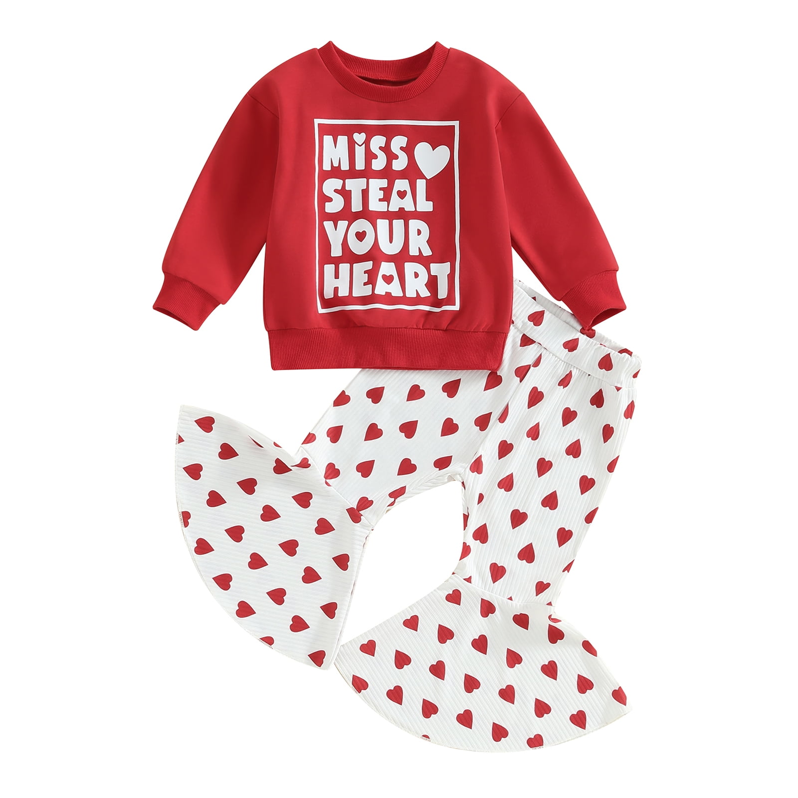 Suealasg Toddler Girl Valentine's Day Outfits Set Clothes 6M 1T 2T 3T Kids Girl Long Sleeve ...